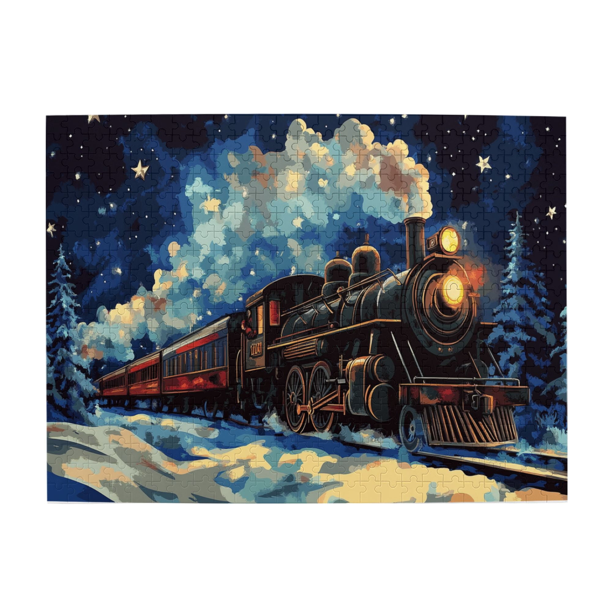 500 PCS 500 Piece Wooden Puzzles beautiful Starry Sky Steam Train ...