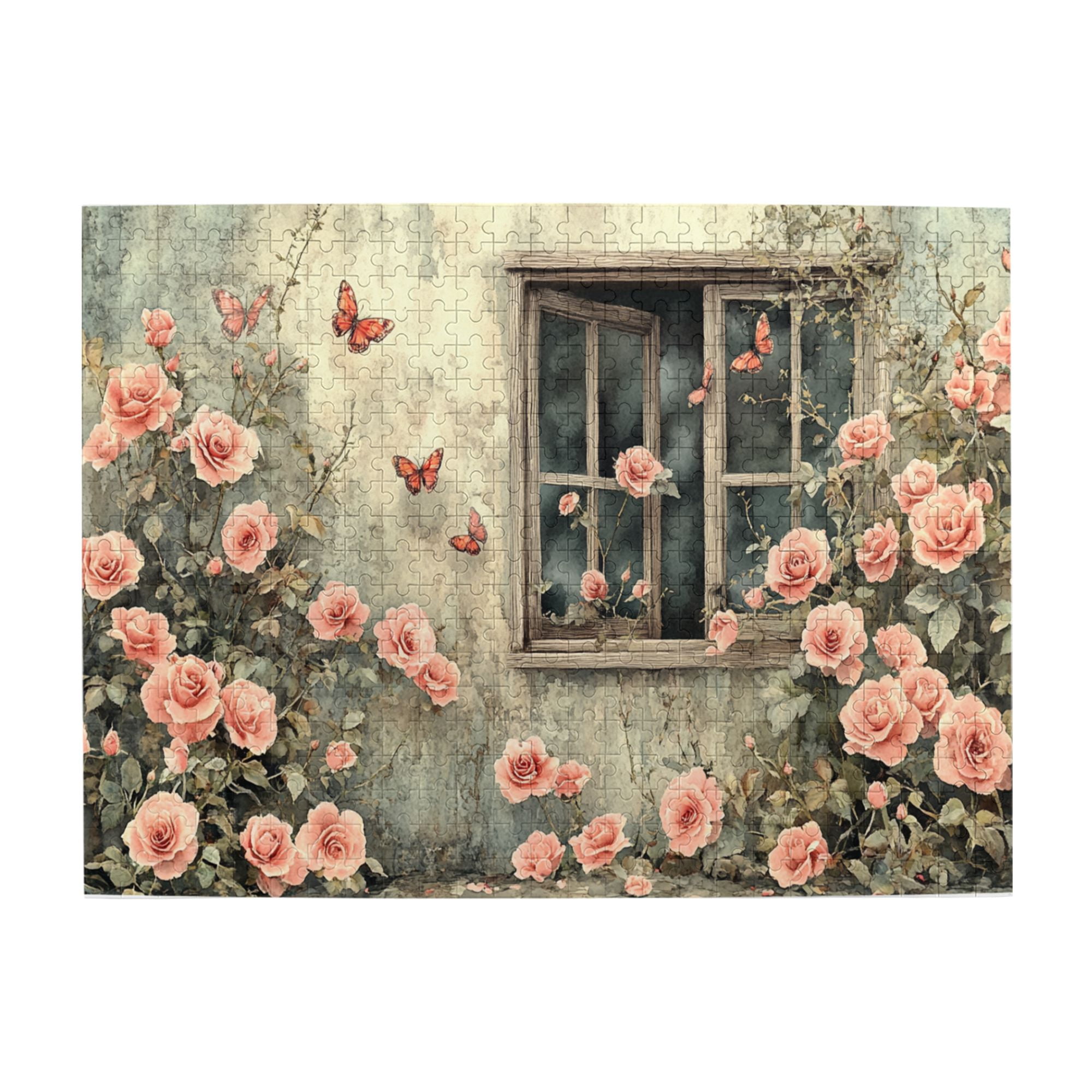 500 PCS Pink Flowers In The Window Puzzles For Adults 500 Pieces,Enjoy ...