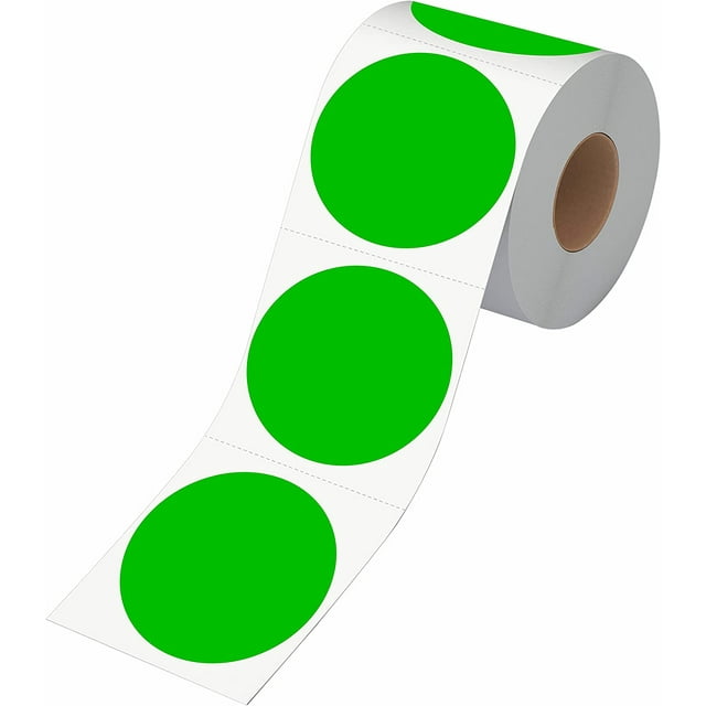 500 PCS Round Green Color Coding Circle Dots Inventory Stickers Labels ...
