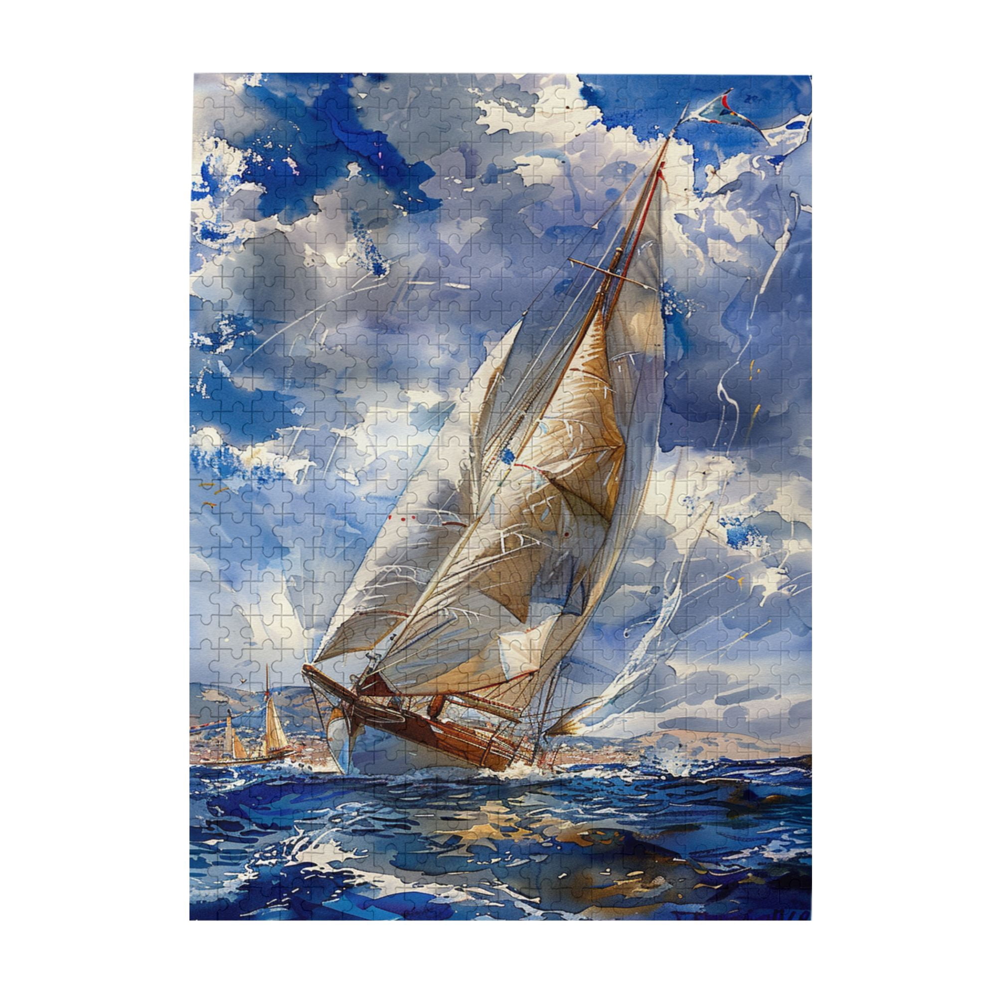 500 PCS Sailboats under the blue sky 500 Piece Wooden Puzzles ...