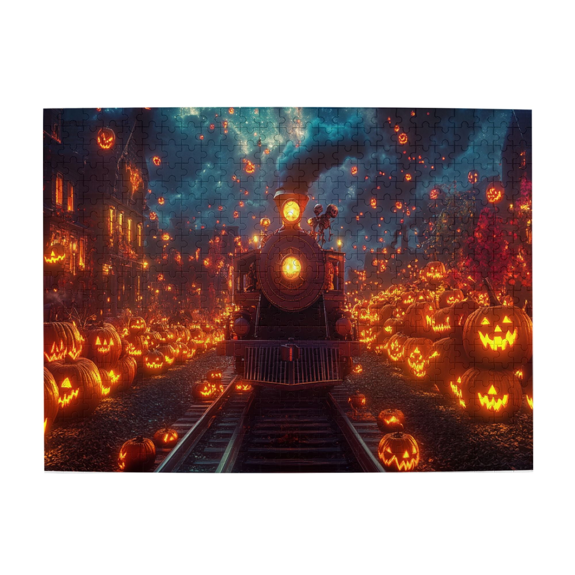 500 PCS Steam Trains And Pumpkin Lanterns Puzzles For Adults 500 Pieces ...