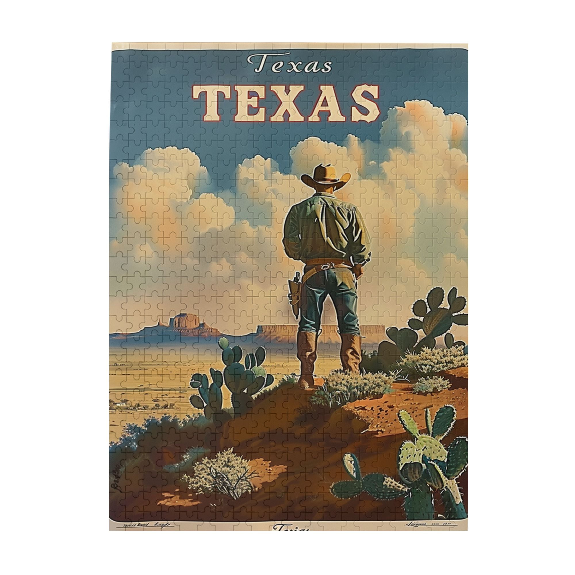 500 PCS 'Texas' Slogan Cowboy & Cactus Jigsaw Puzzles 500 Pieces,Enjoy ...