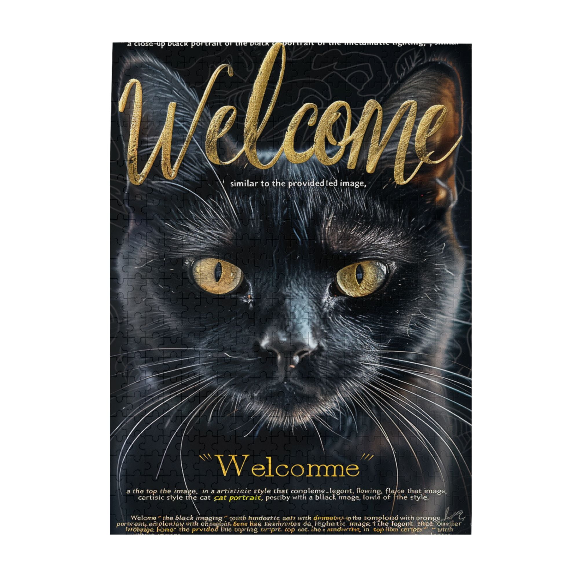500 PCS 'Welcome' Slogan Black Cat - 500 Piece Vibrant Wooden Jigsaw ...