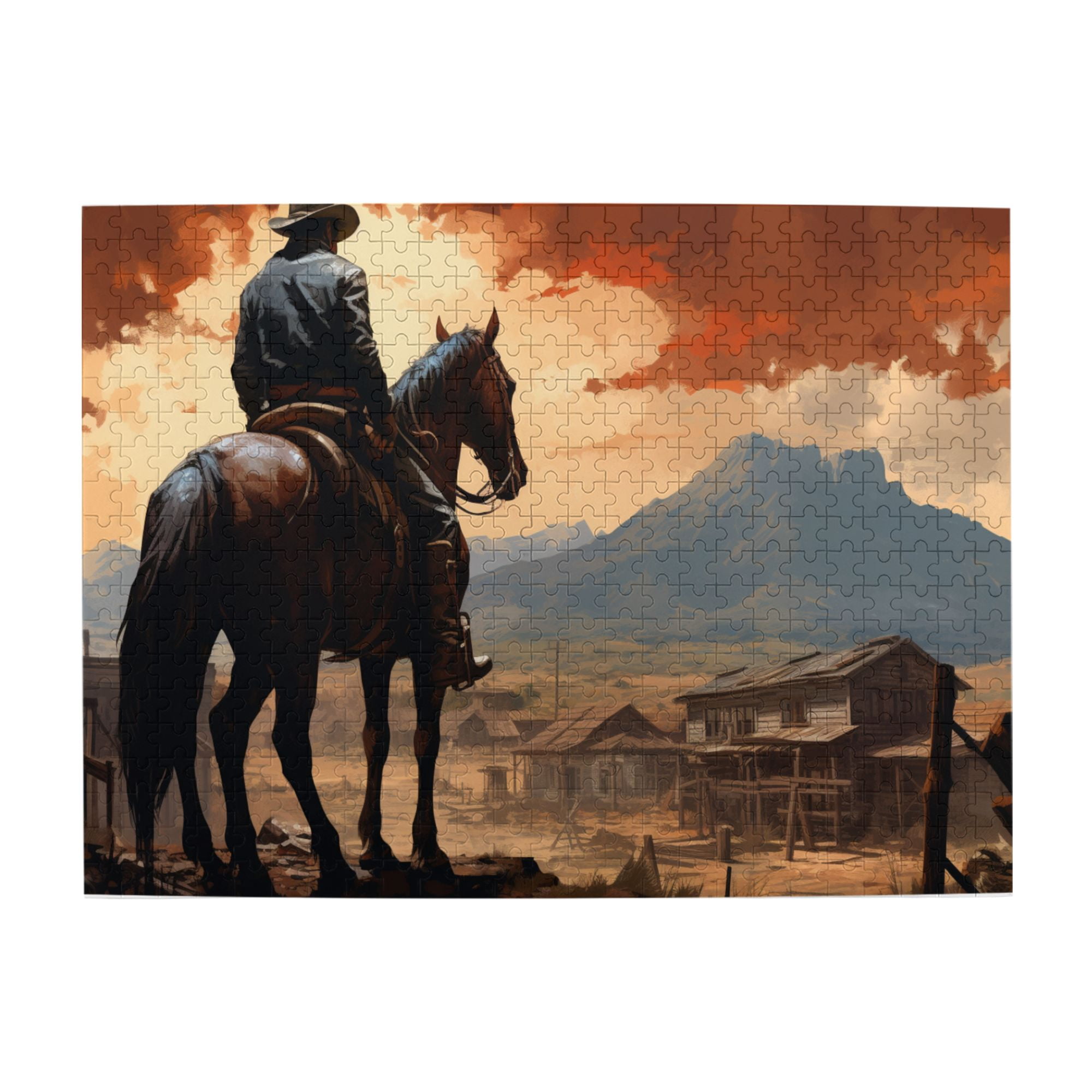 500 PCS Western Cowboys On Horseback 500 Piece Adults Jigsaw Puzzles ...