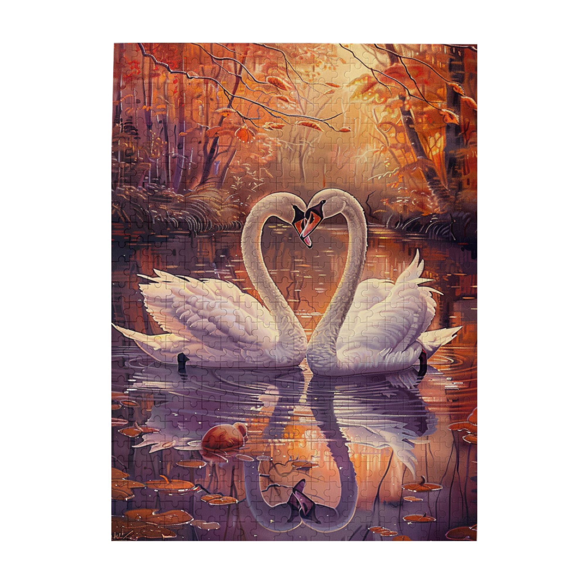 500 PCS White Swan In The Lake 500 Piece Vibrant Jigsaw Puzzle,Funny ...