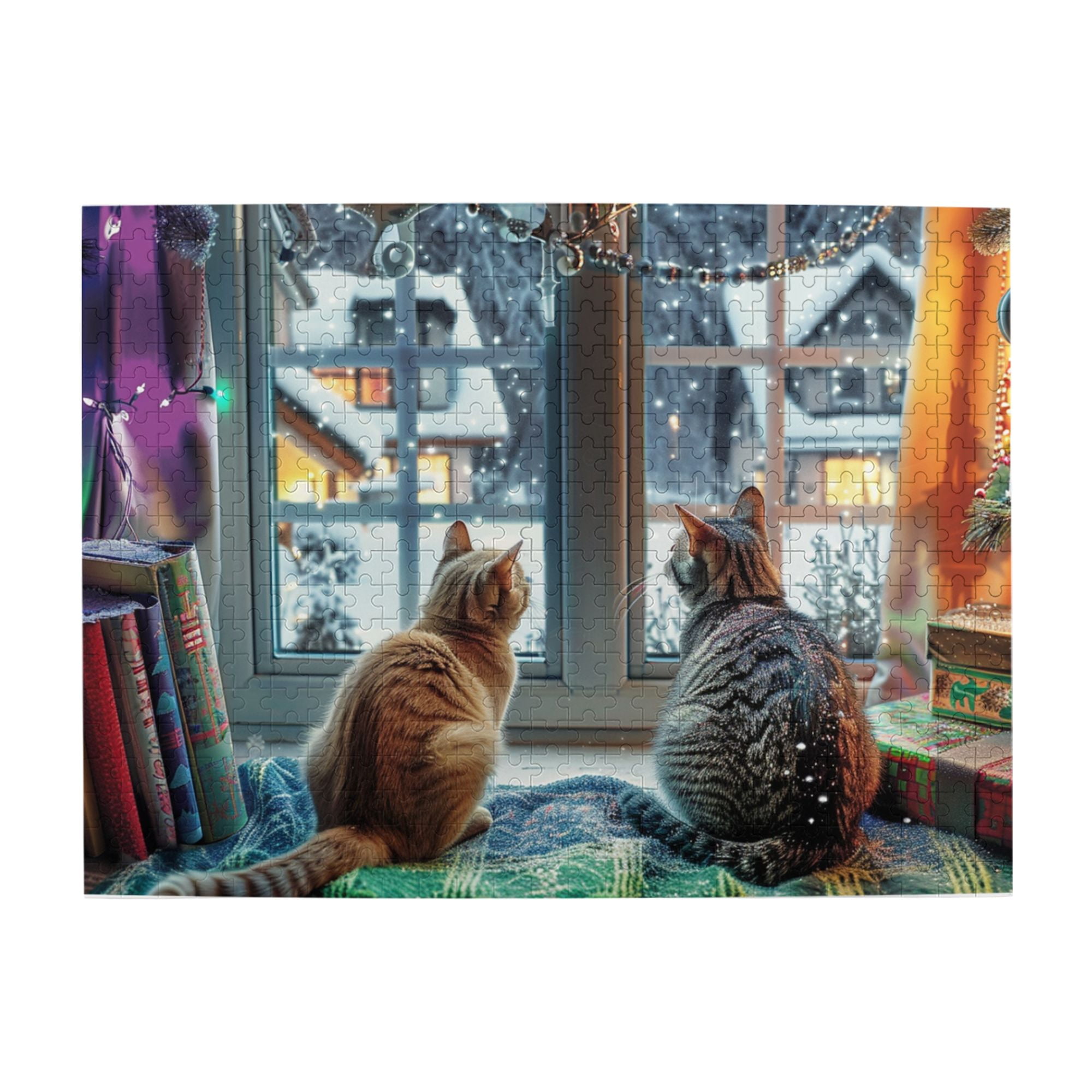 500 PCS Wooden puzzles for adults 500 pieces Look at the cat outside ...
