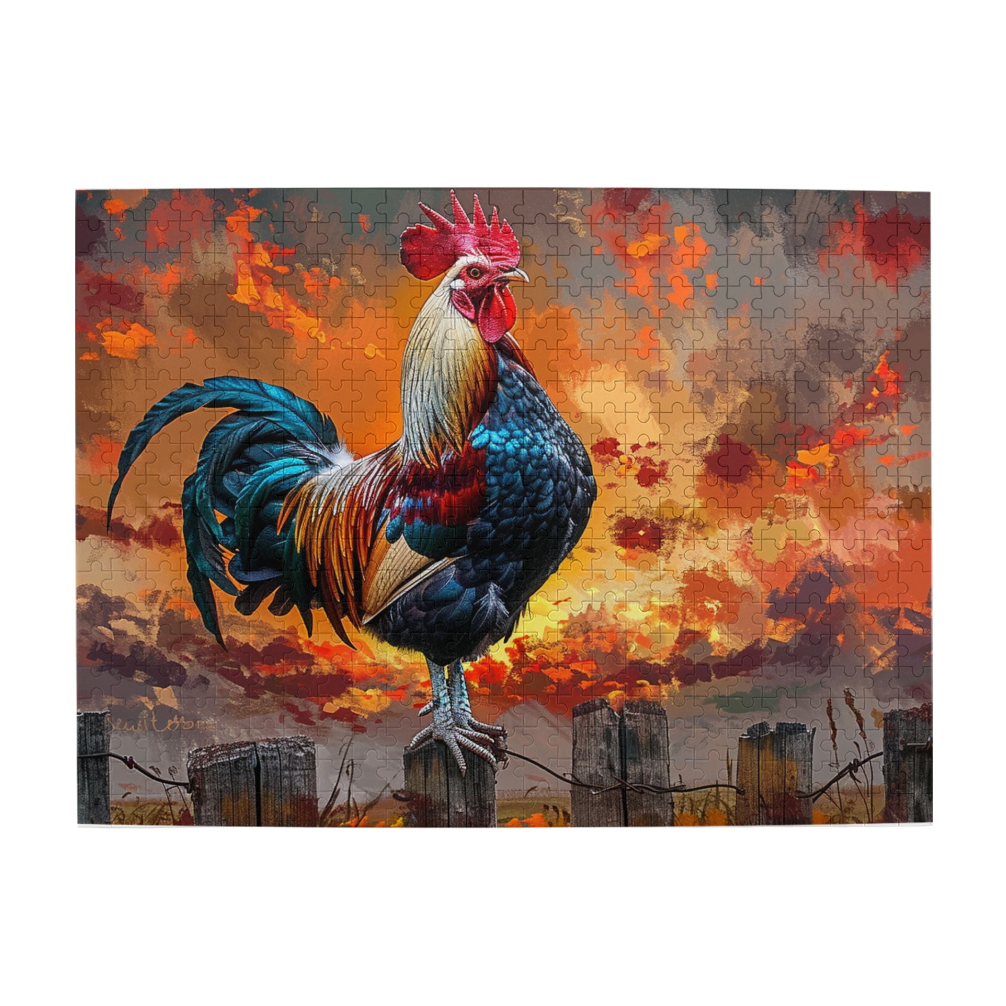 500 PCS jigsaw puzzles 500 pieces rooster on the fence,Stunningly ...