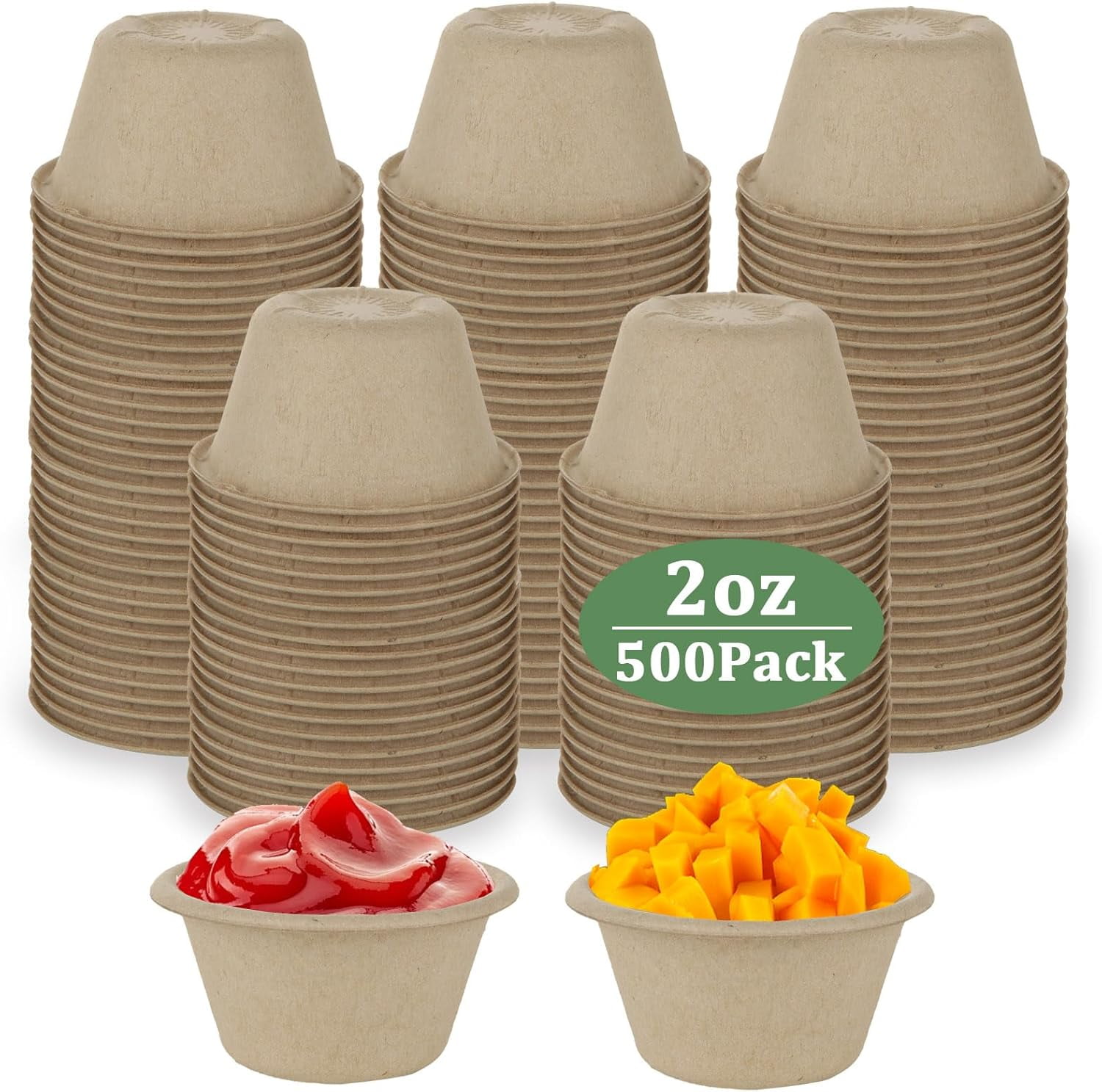 500 Pack 2 oz Paper Souffle Cups, Small Disposable Condiment Cups ...