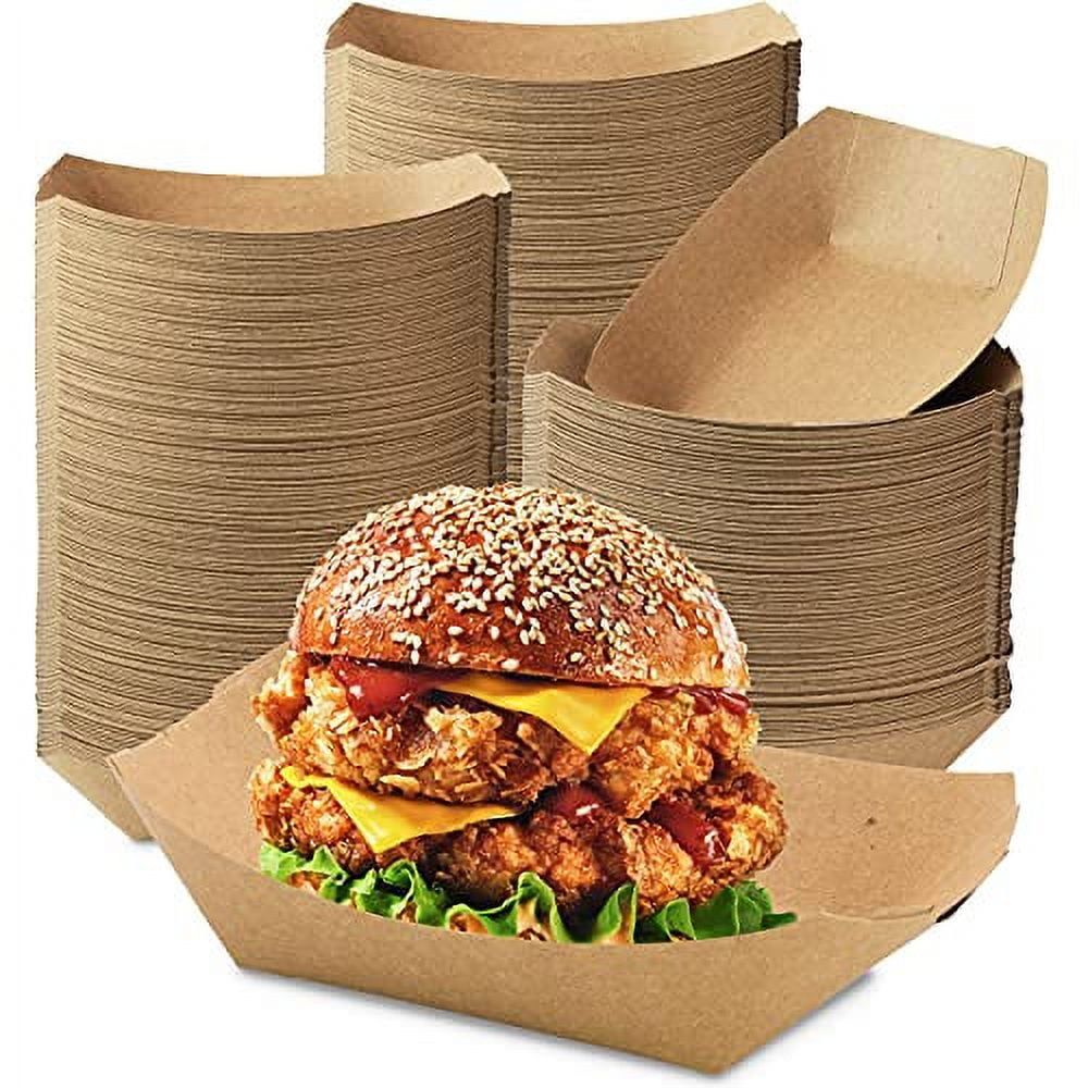 [500 Pack] 3 lb Heavy Duty Disposable Kraft Brown Paper Food Trays ...