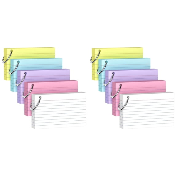 500-Pack 3x5 Inch Colored Index Cards with Key Ring - Heavyweight ...