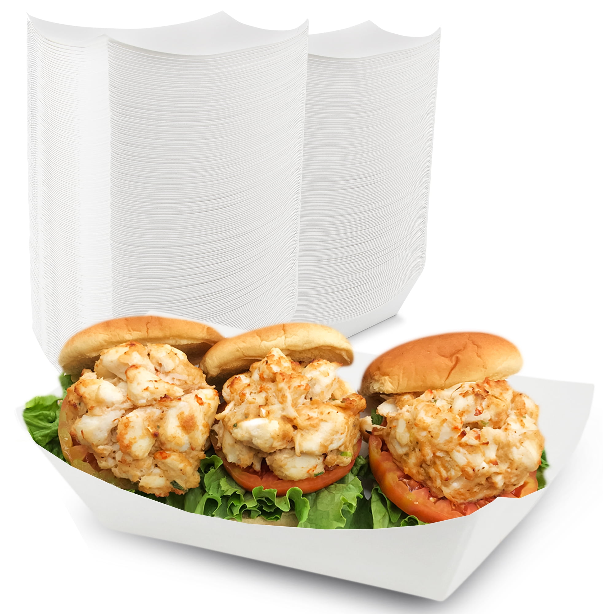 [500 Pack] 5 lb White Paper Food Tray - Grease Resistant Serving Plate ...