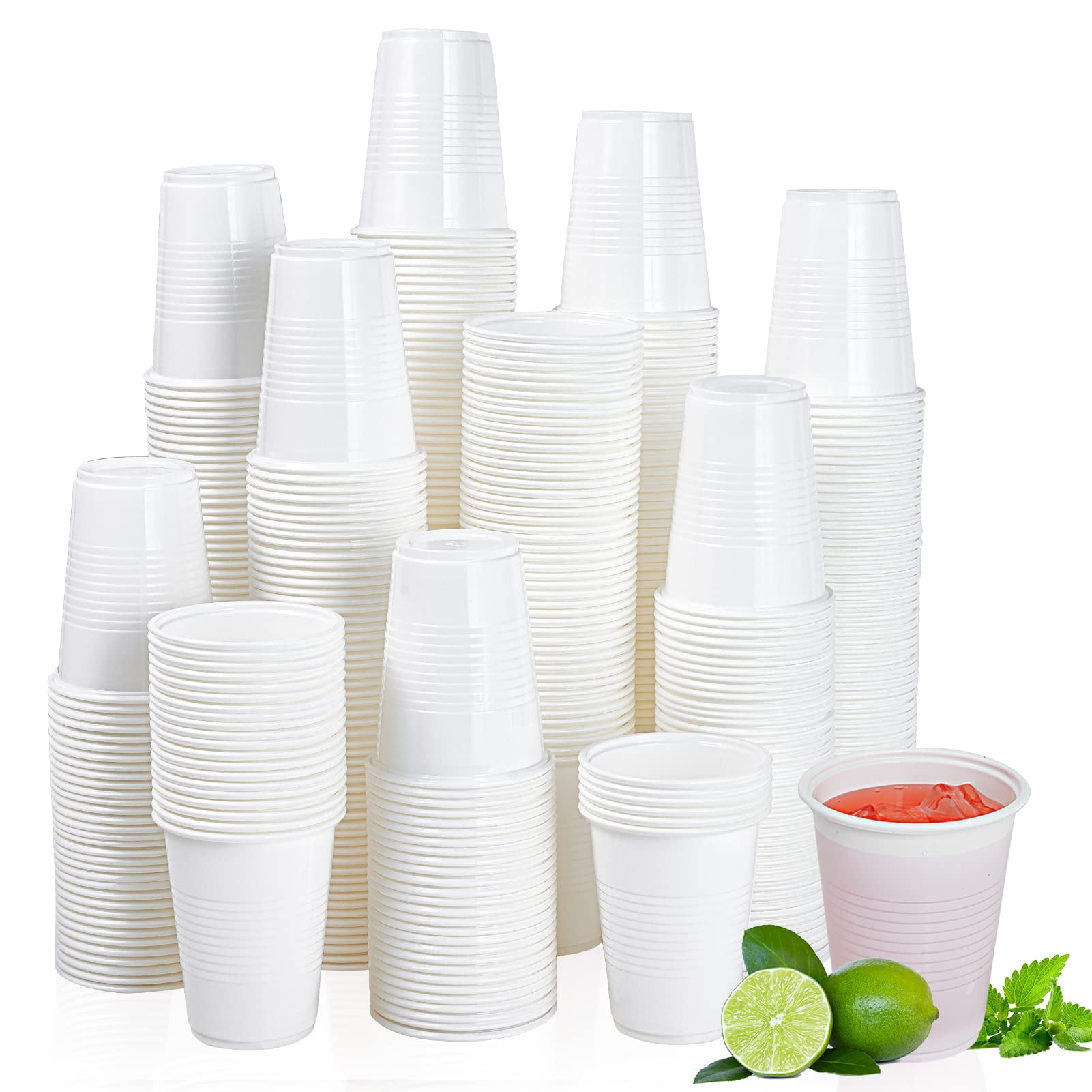 500 Pack 5 oz Disposable Plastic Cups, Small Plastic Drinking White ...
