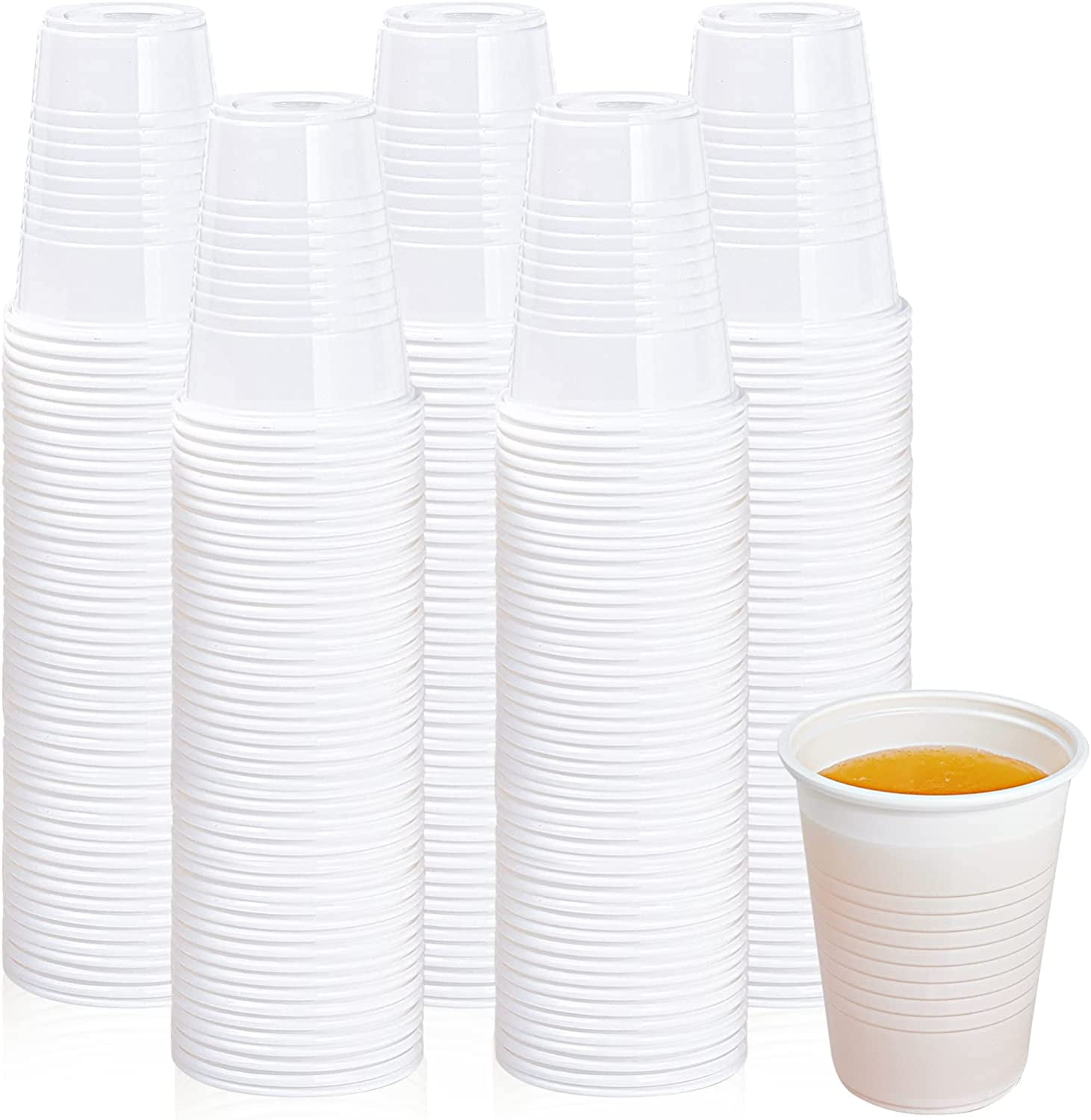 500 Pack 5 oz Disposable Plastic Cups, Small Plastic Drinking White ...