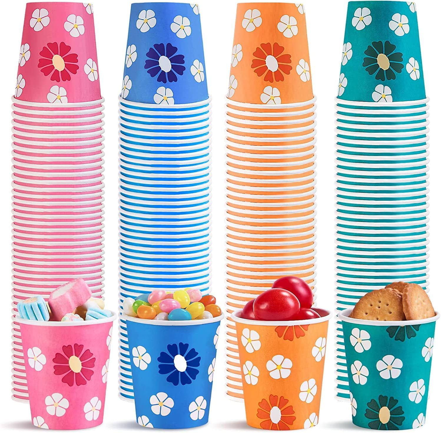 500 Pack 5oz Disposable Paper Cups, Colorful Small Mouthwash Cups for ...