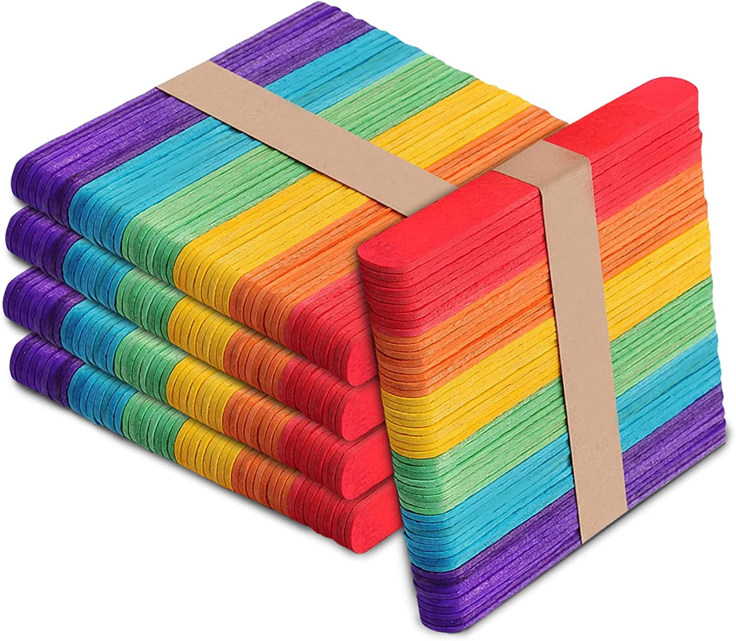 500 Pack 6 Inch Jumbo Craft Sticks in Bright Colors - Wooden Popsicle ...