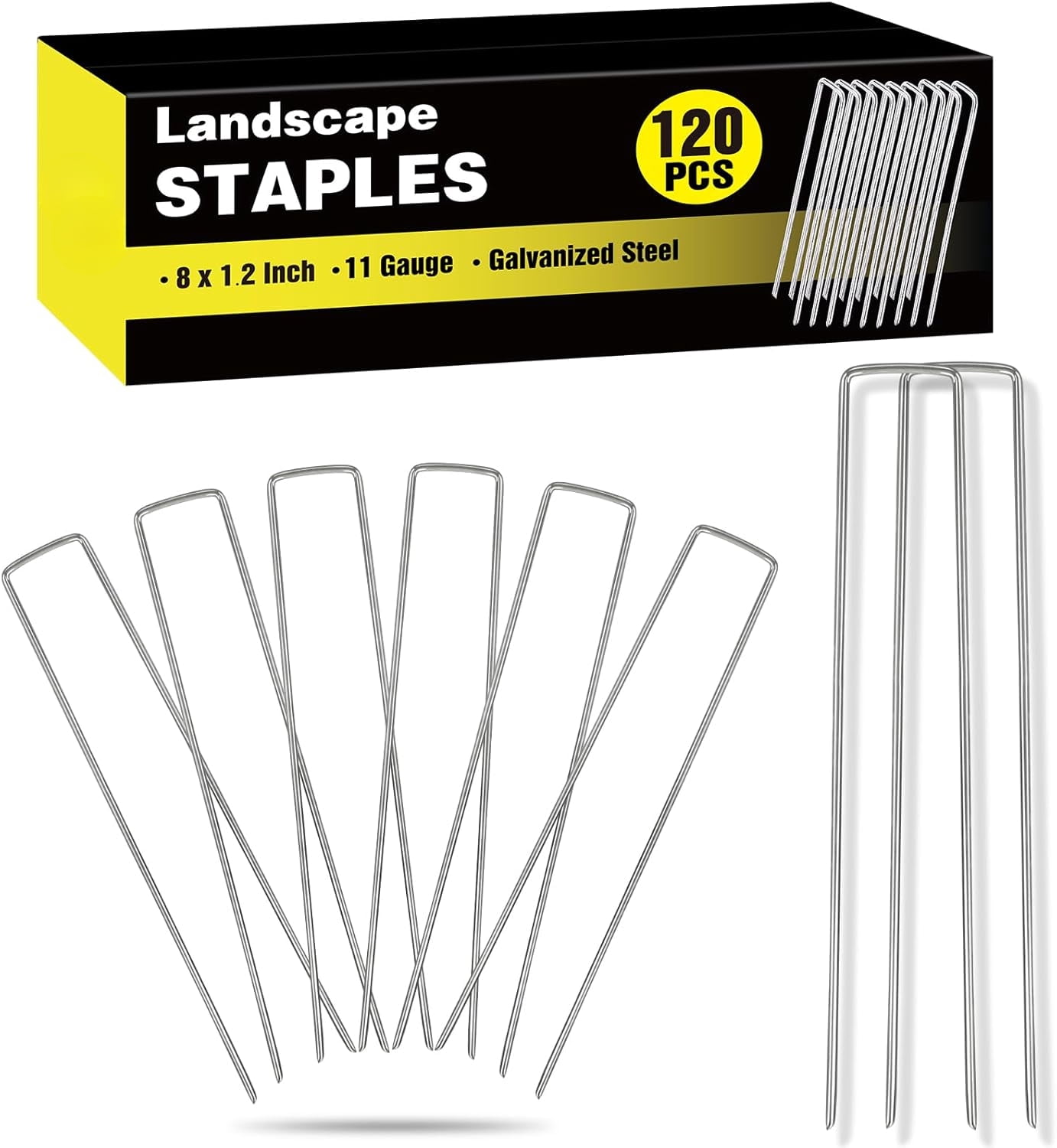 500 Pack 6 Inch Landscape Staples, Garden Staples Pins Galvanized 11 ...