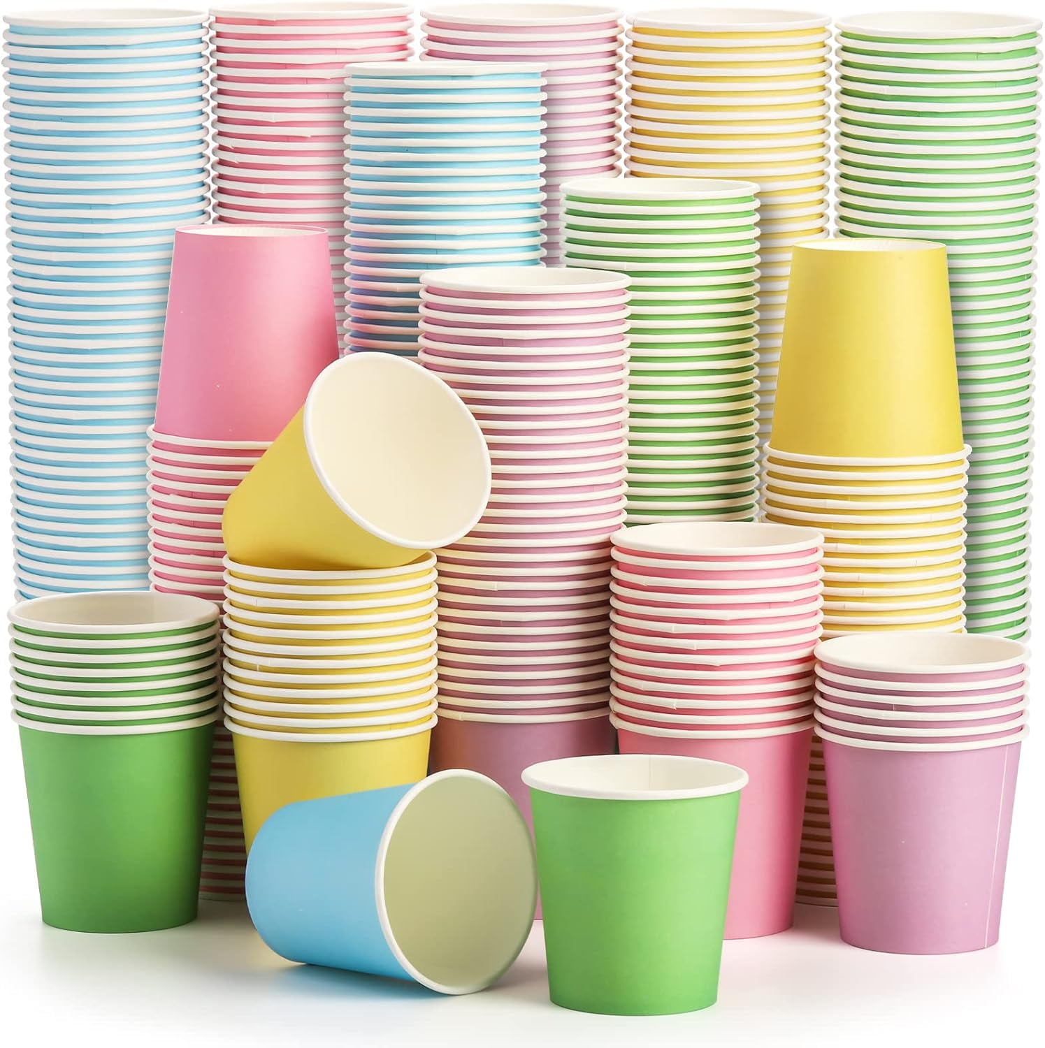 500 Pack 6 Oz Colorful Small Disposable Paper Cups, Hot Cold Beverage ...