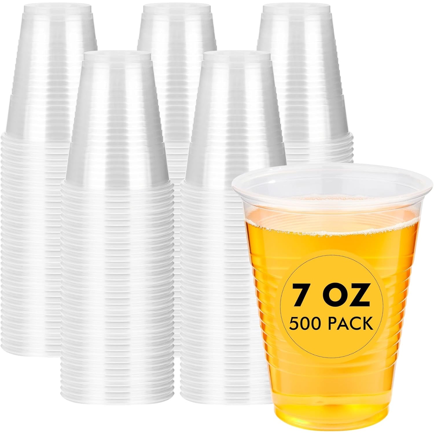 500 Pack 7 oz Plastic Cups, Clear Disposable Plastic Cups Bulk, Cold Drinking Party Cups ...