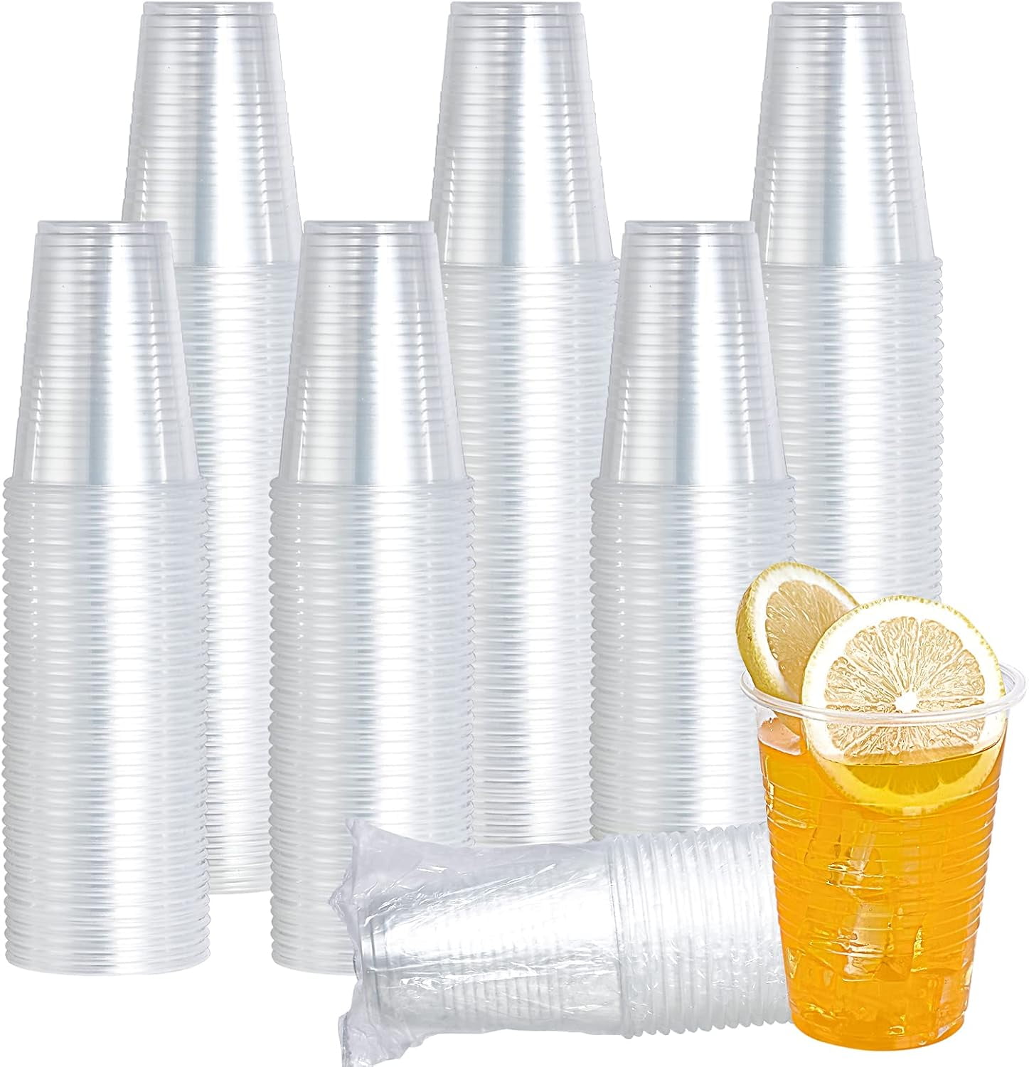 500 Pack 9 OZ Clear Plastic Cups, Individually Wrapped PP Plastic Cups ...