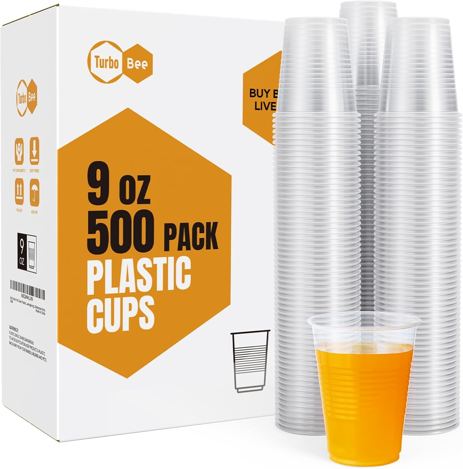 500 Pack 9oz Disposable Plastic Cups,Heat-Resistant & Food Safe ...