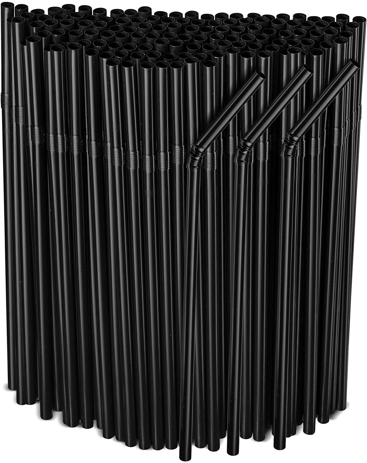 [500 Pack] Black Flexible Plastic Drinking Straws Disposable Straw 8 ...