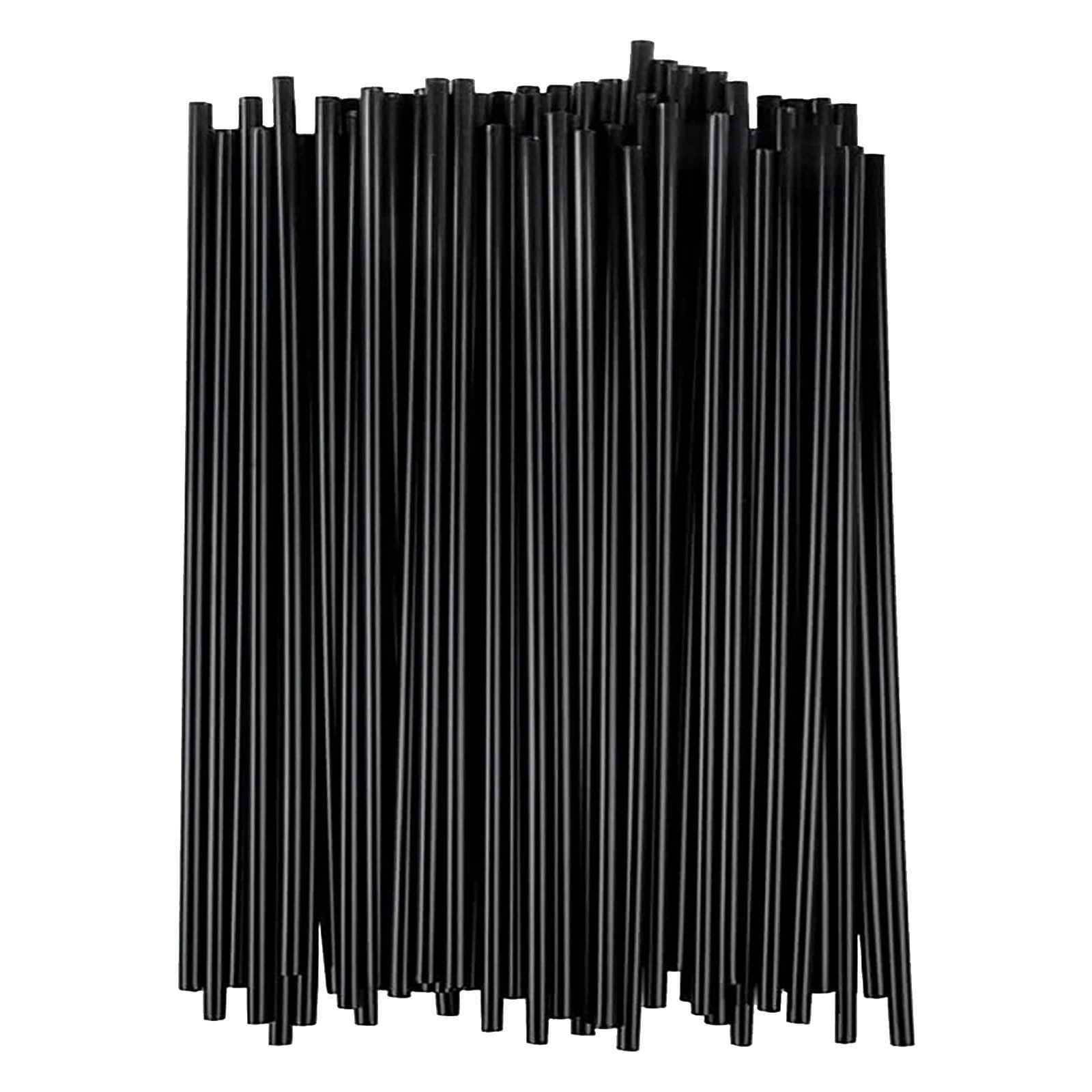 500-Pack Black Plastic Disposable Drinking Straws 4.7’’ Straight Straw ...