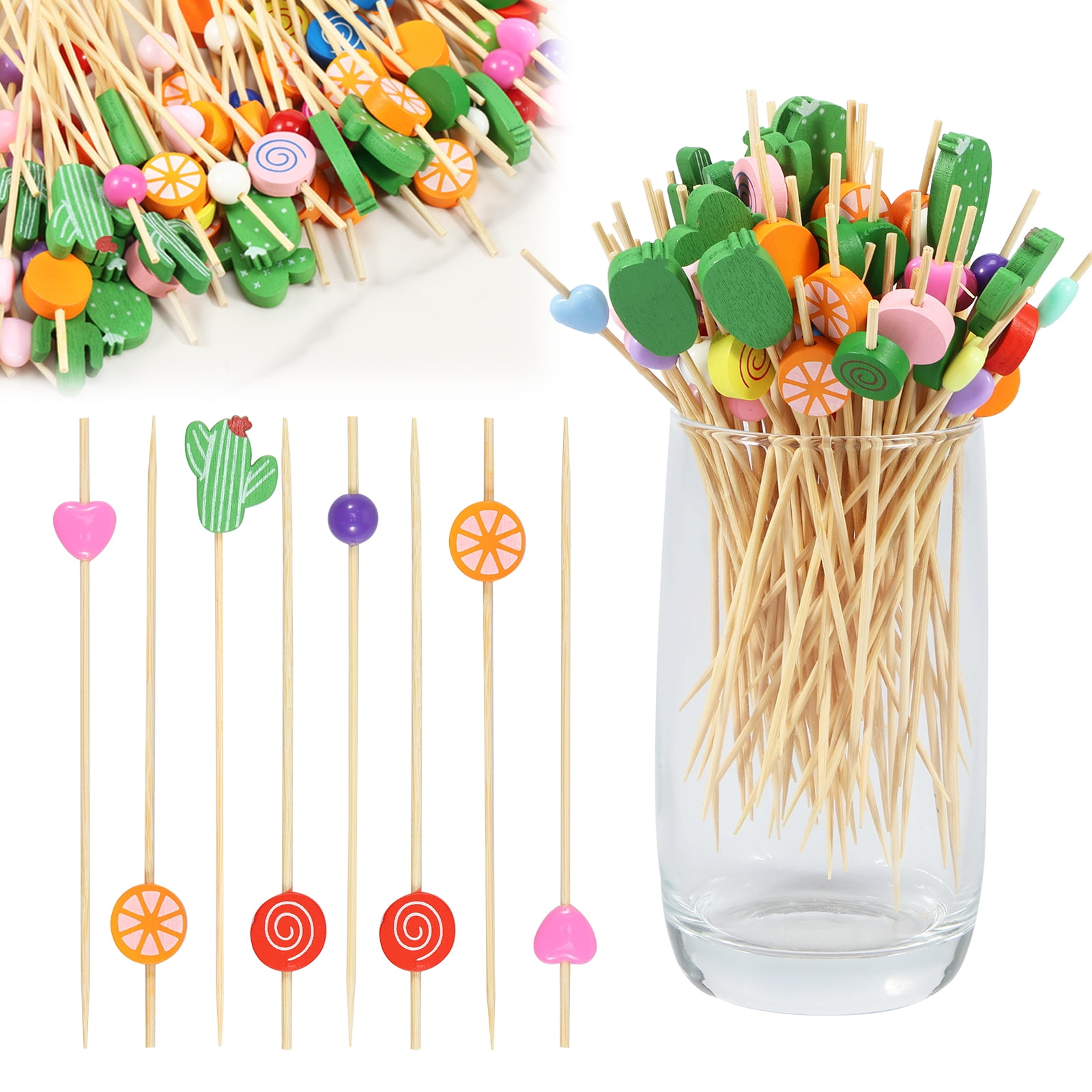500-Pack Cocktail Picks,Colorful Fancy Toothpicks for Appetizers,Wooden ...