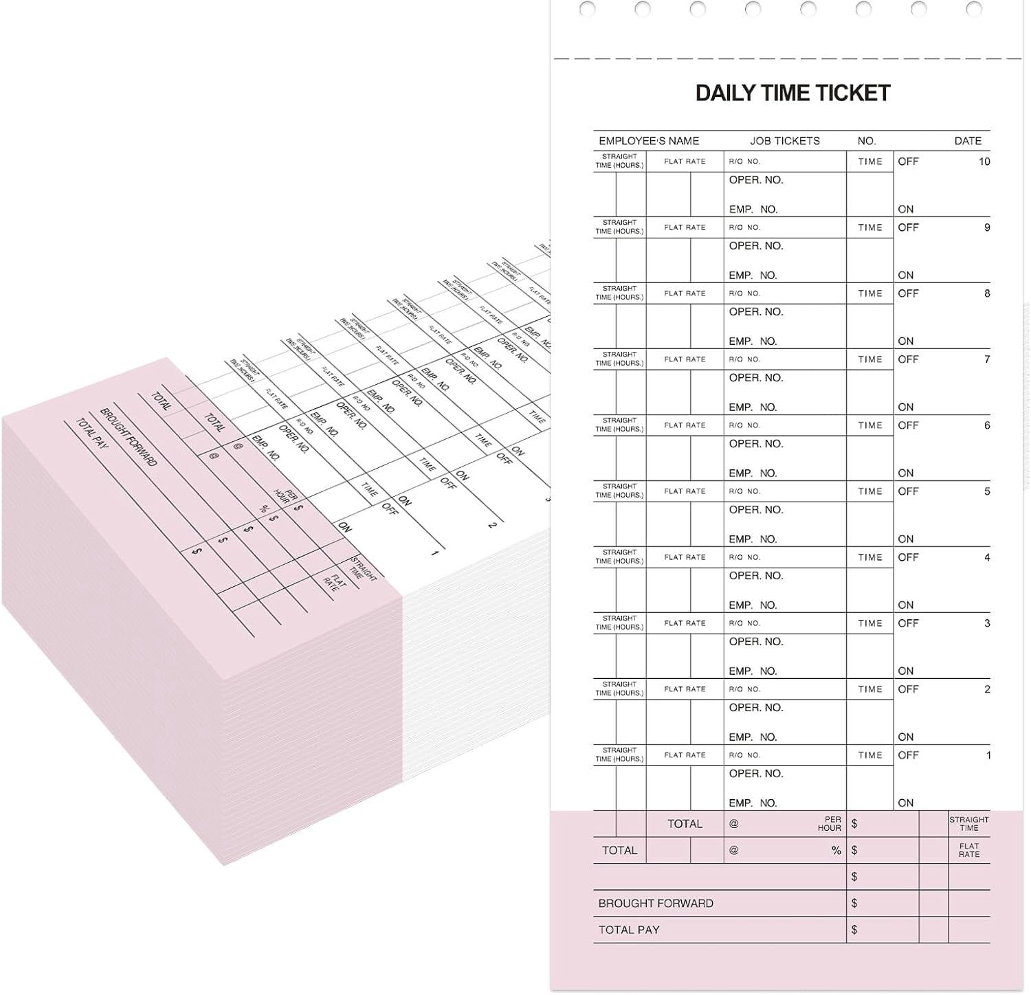 500 Pack Daily Time and Job Ticket 12 Flag Mechanics Time Sheets Cards ...