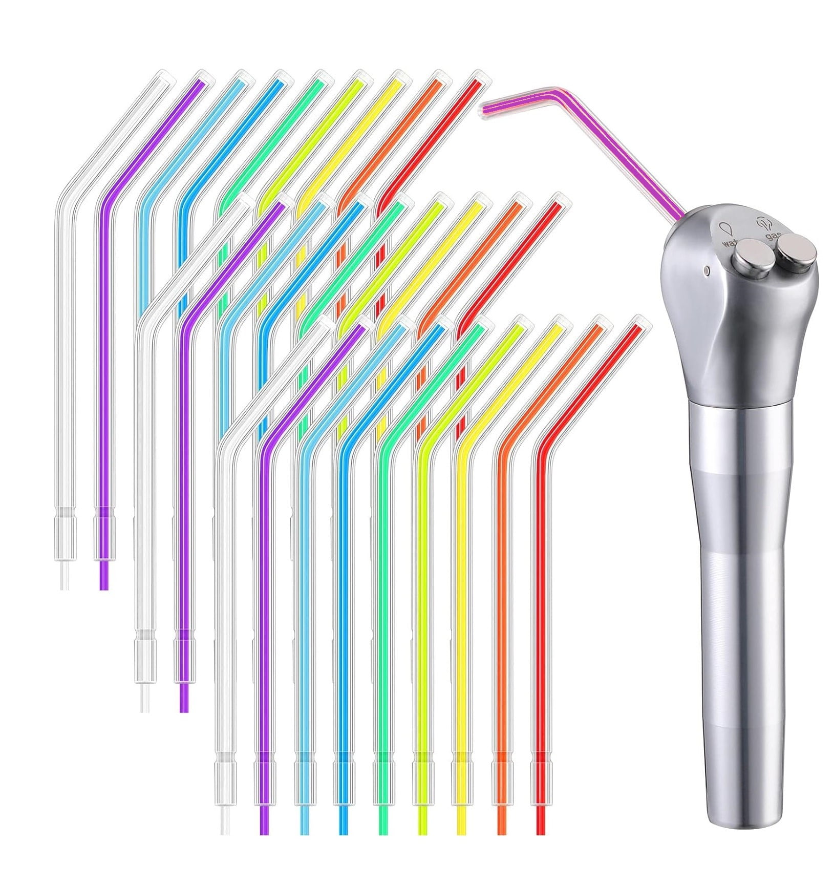 500 Pack Dental Plastic Disposable Air Water Tips 3 Way Crystal Neon ...