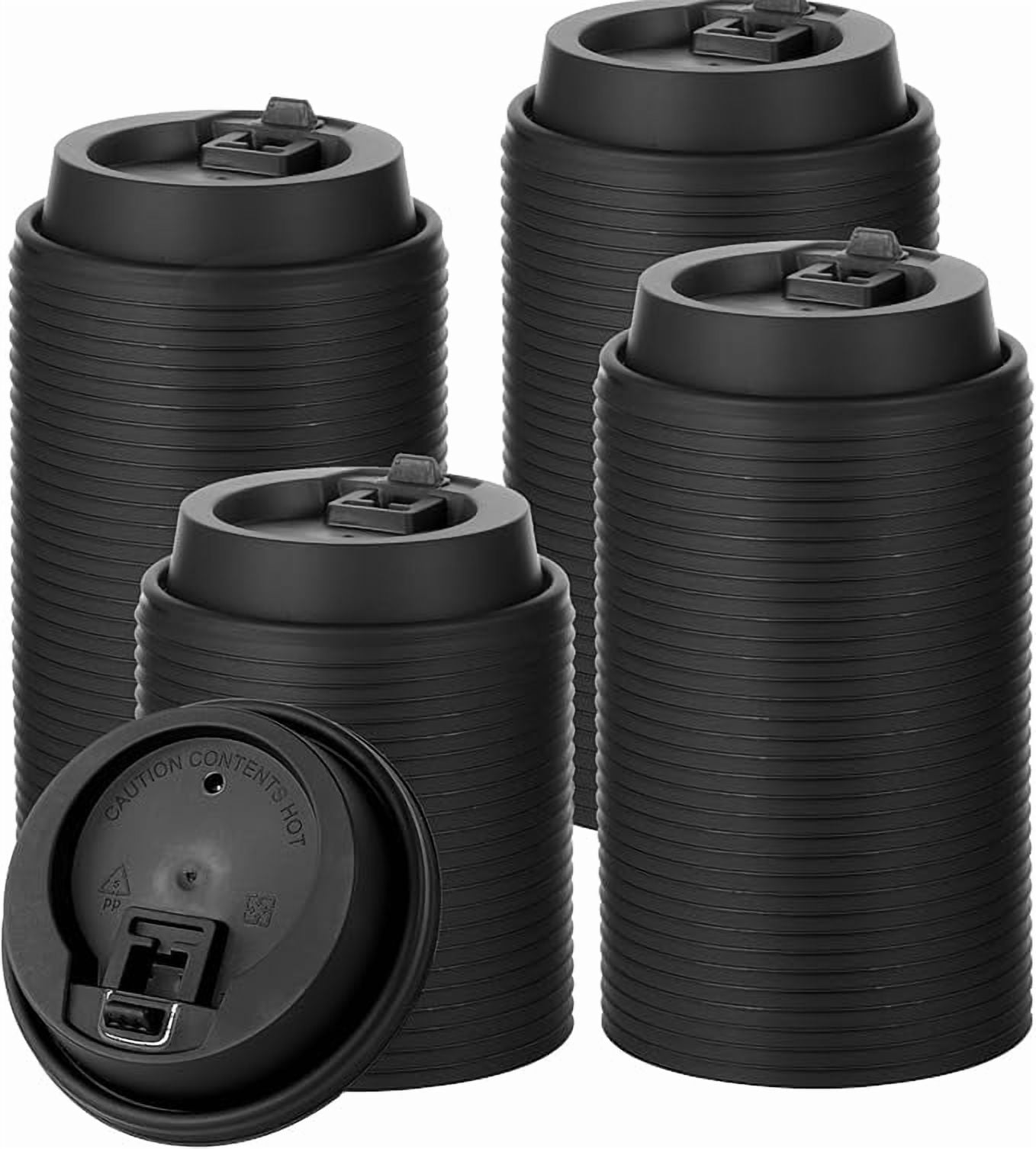 500 Pack Disposable Coffee Cup Lids, 3.6'' Black Plastic Lids for 10 ...