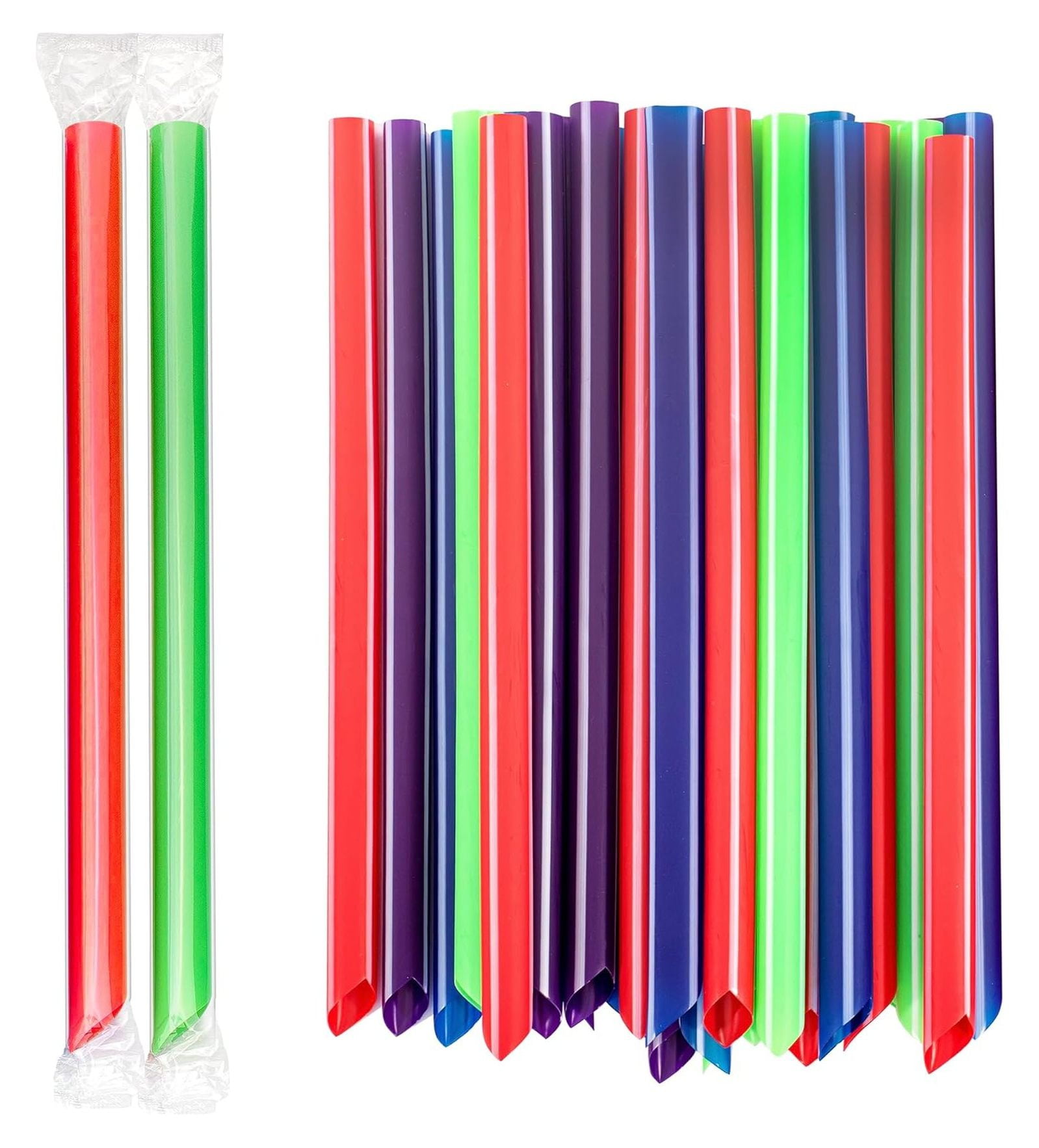500 Pack Disposable Colorful Plastic Large Smoothie Straws 8" - BPA ...