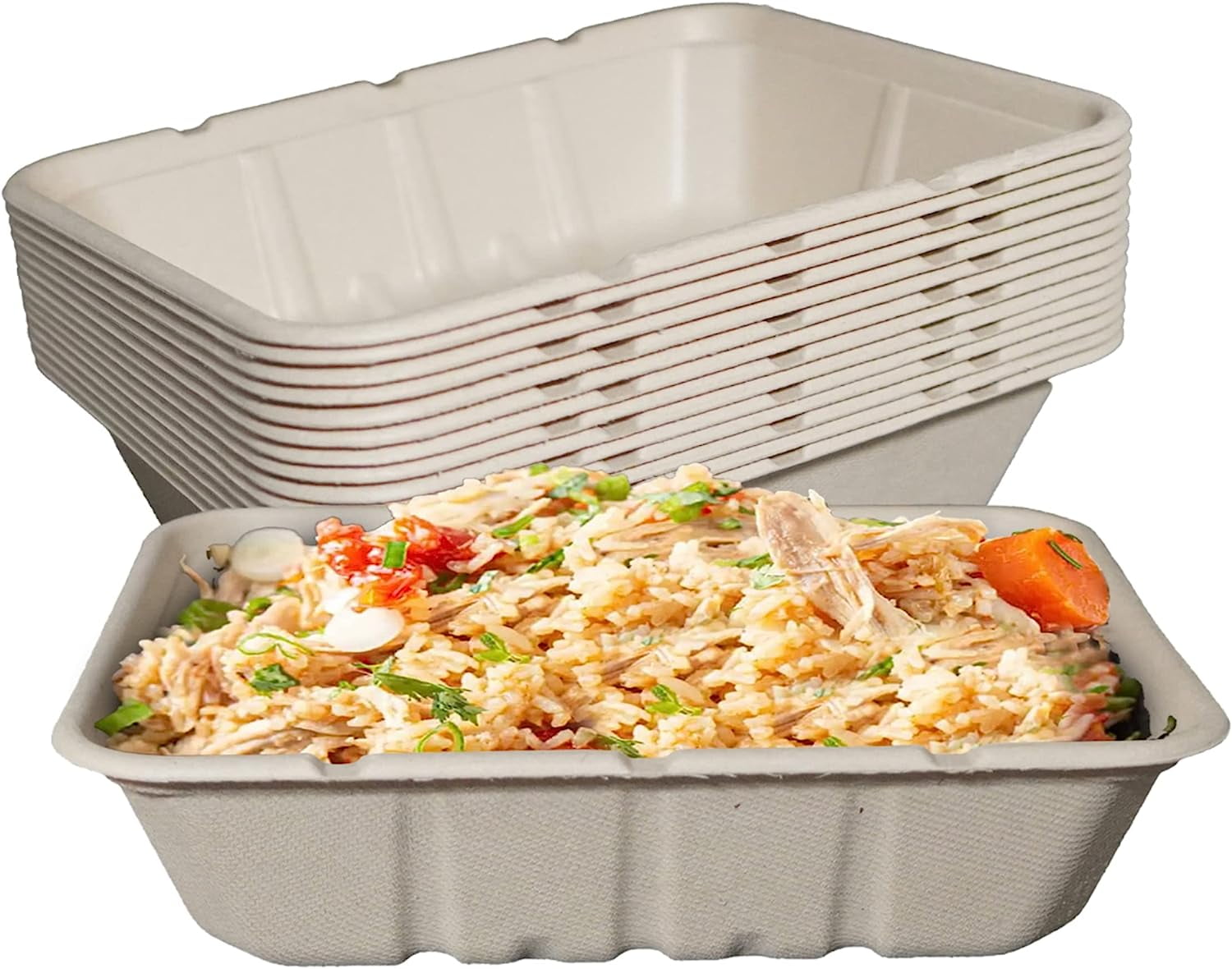 (500 Pack) EcoQuality 40oz Disposable Bowls - Rectangular Compostable ...