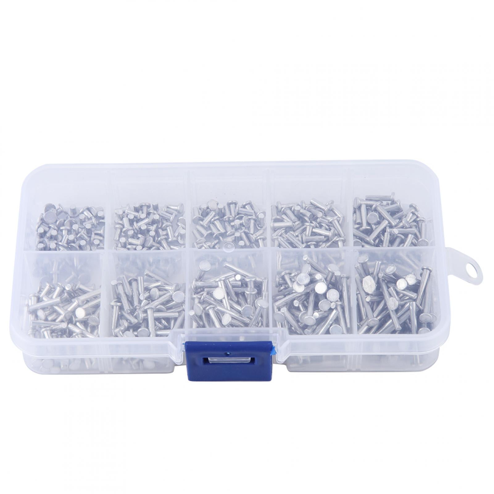 500 Pack Flat Head Aluminum Rivets - Solid Rivet Set, Sizes 3mm to 18mm ...