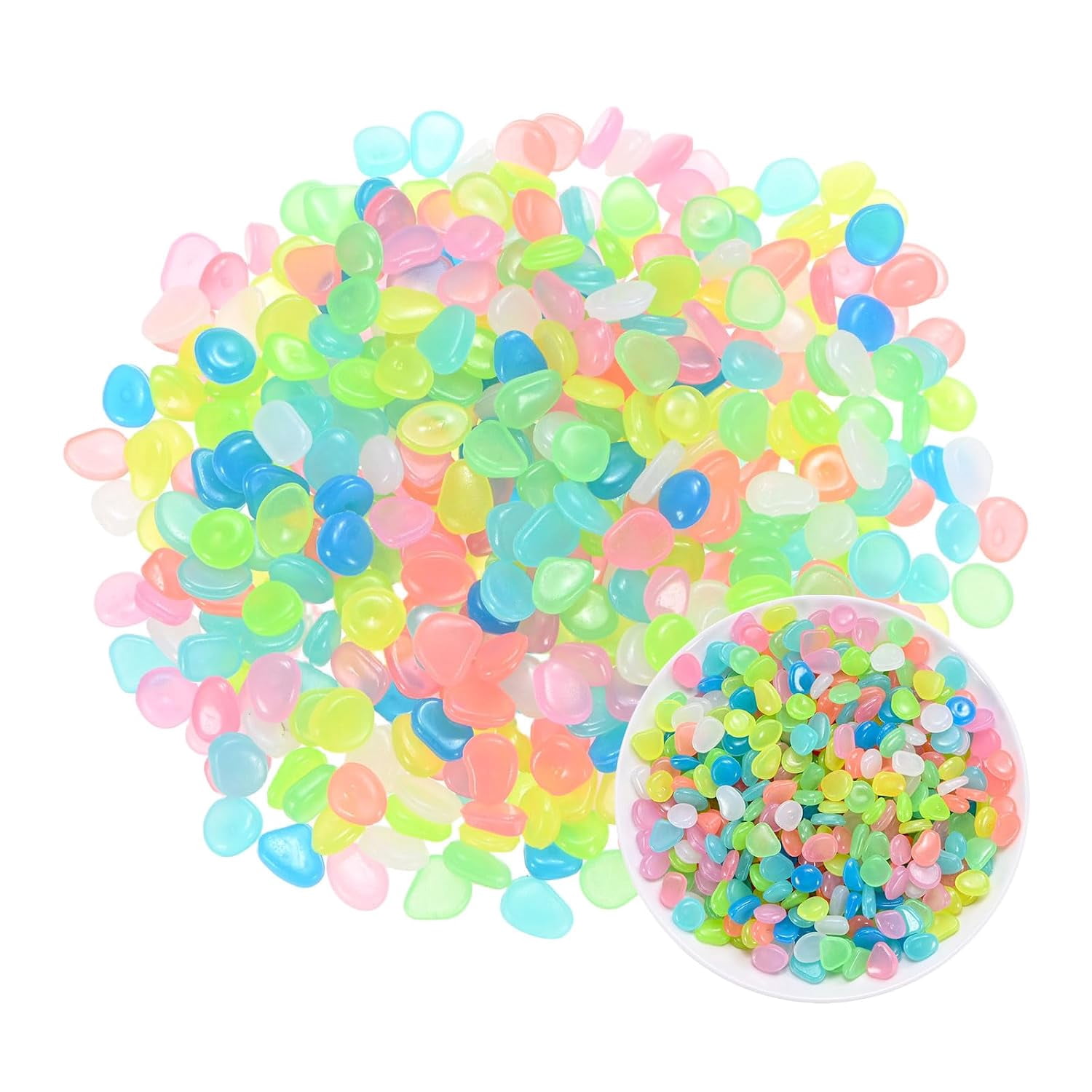500-Pack Glow in The Dark Rocks, 0.43" Resin Outdoor Garden Decorations ...