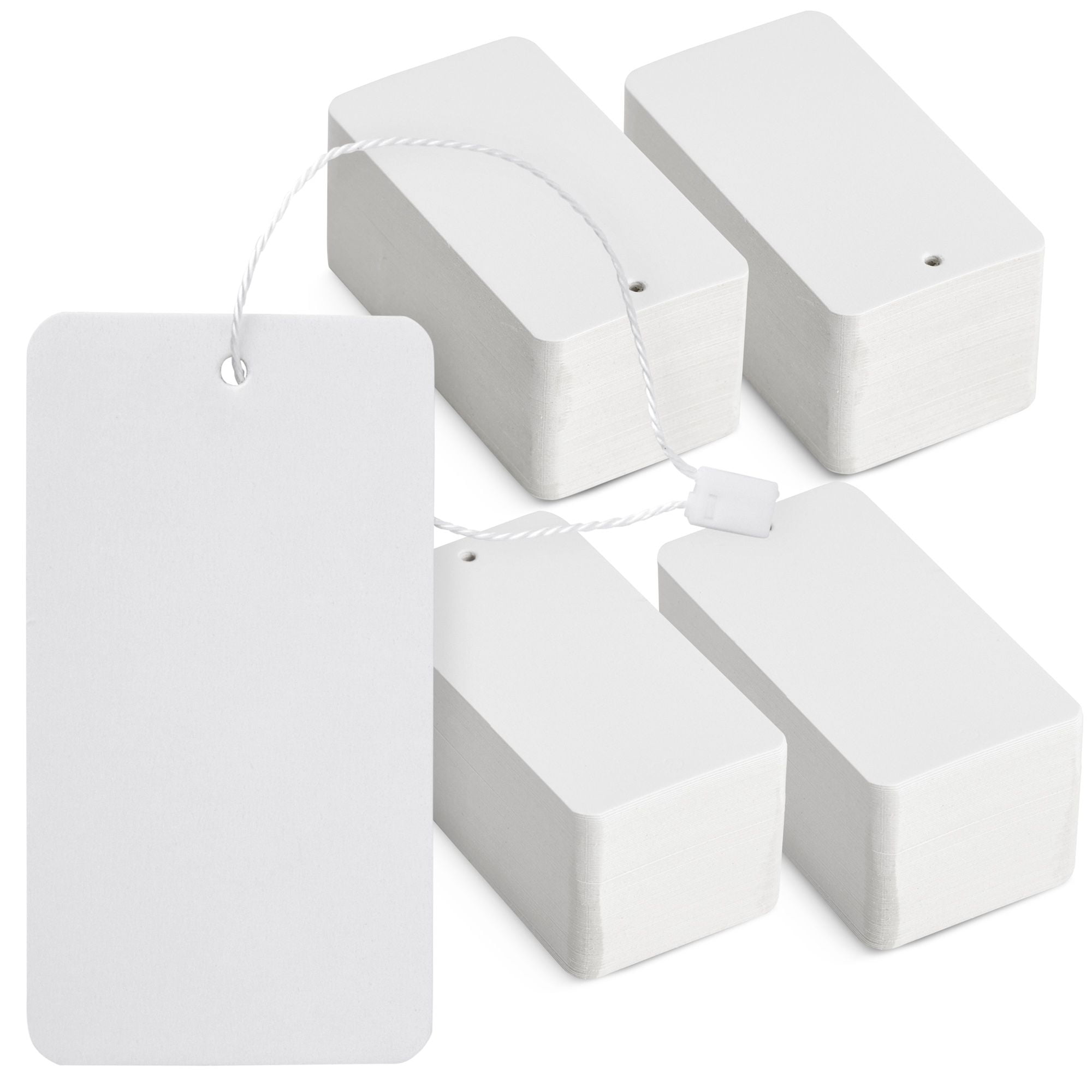 500-Pack White Cardstock Hang Tags with String & Fasteners (3.5x2 in) - Walmart.com