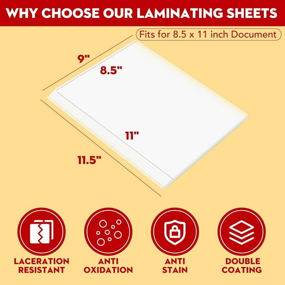 500 Pack Laminating Sheets,Holds 8.5 x 11 Inch Sheets,Thermal ...