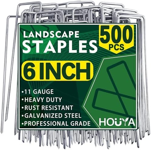 500 Pack Landscape Staples 6 Inch 11 Gauge Garden Stakes Galvanized ...