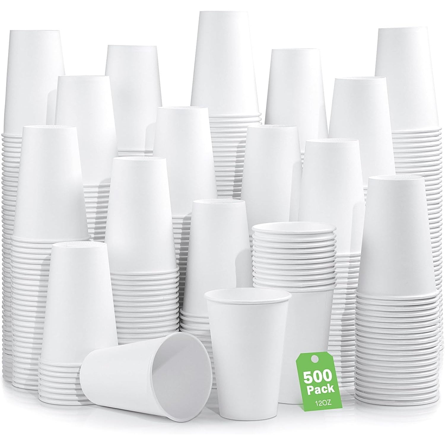 500 Pack Paper Cups 12 OZ Paper Coffee Cups Disposable Paper Drinking ...