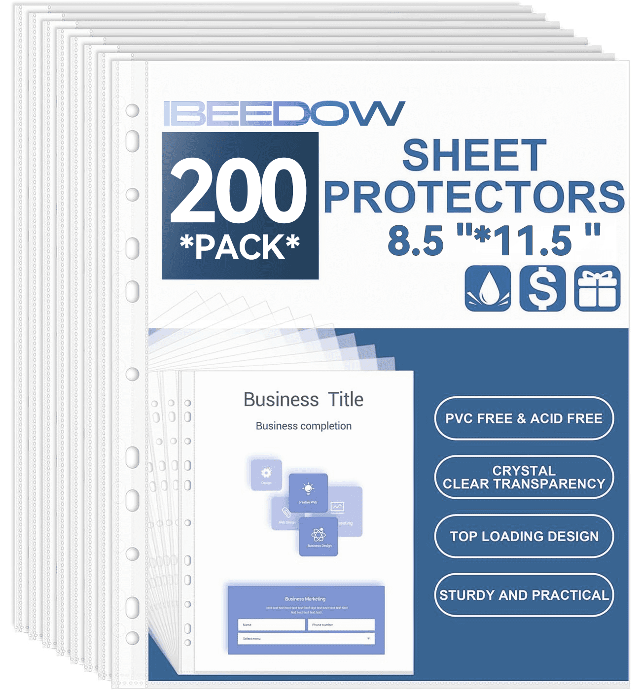 500 Pack Sheet Protectors 8.5 x 11 inch, Clear Plastic Page Protectors ...