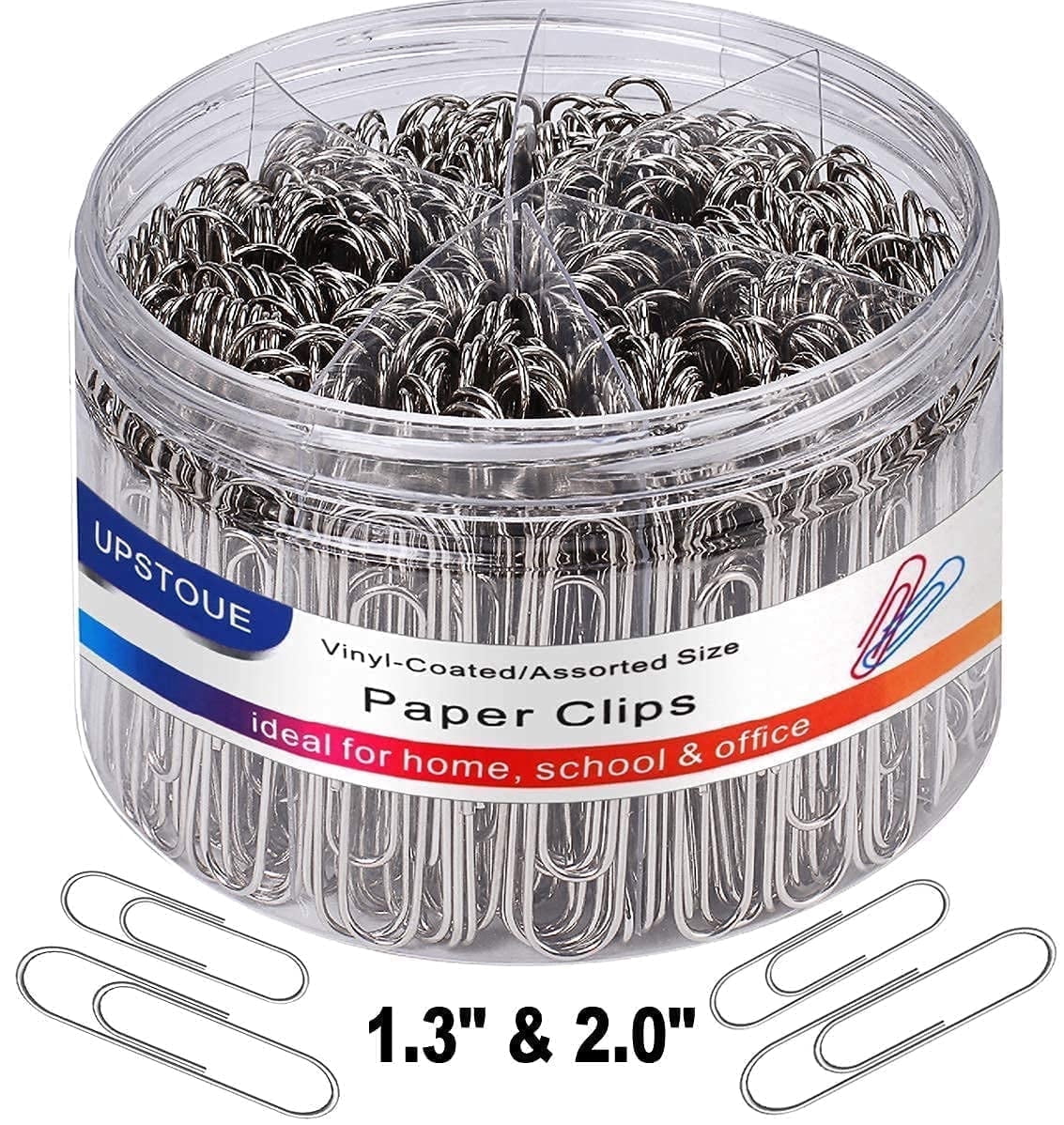 Sinvic 500 Pcs Silvery Medium and Large Paper Clips, 350 Pcs Medium(1.3 ...