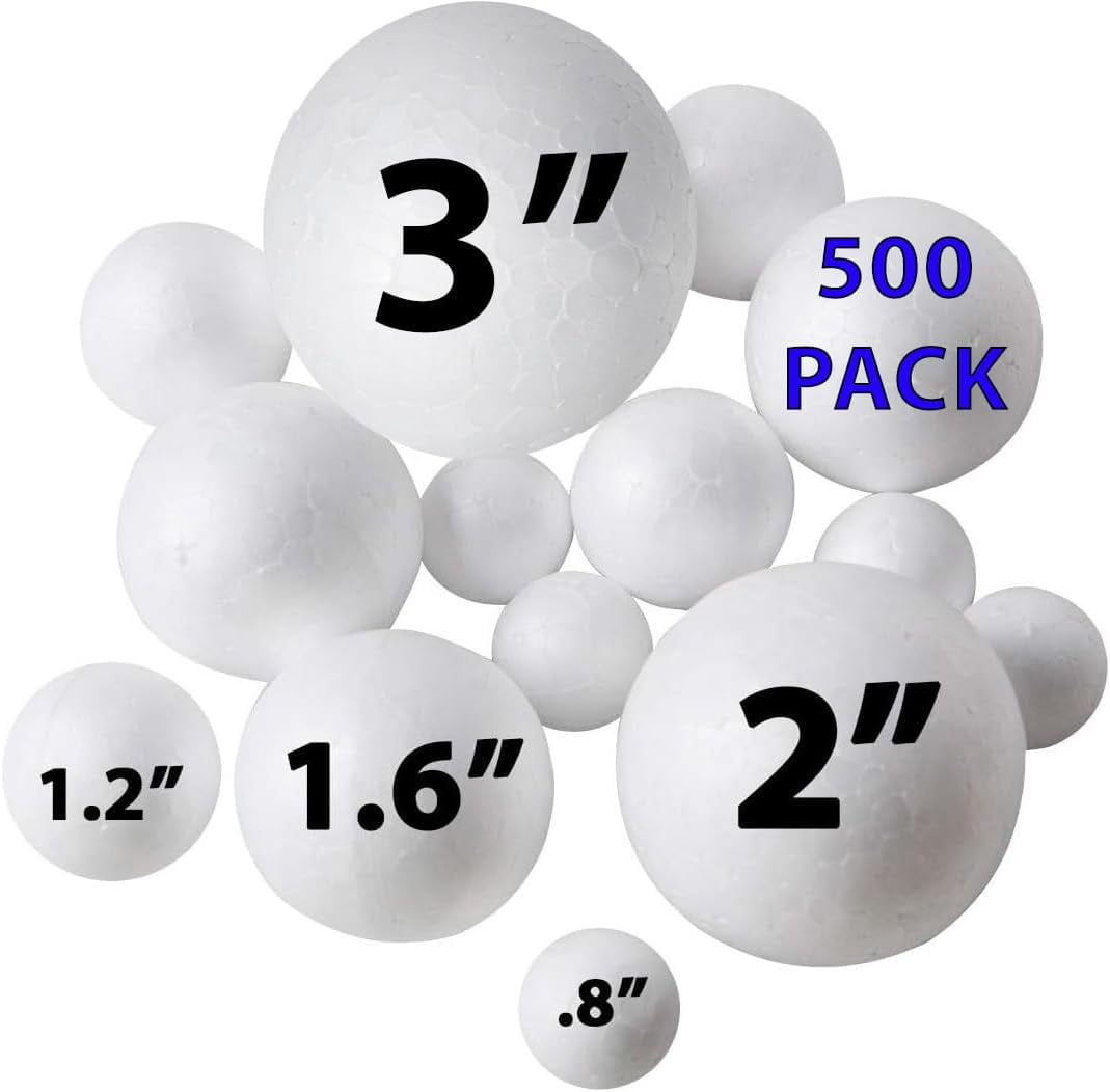 500 Pack Ultimate Foam Balls Set – Large, Medium, Small Foam Balls -Craft Balls- Craft Foam ...