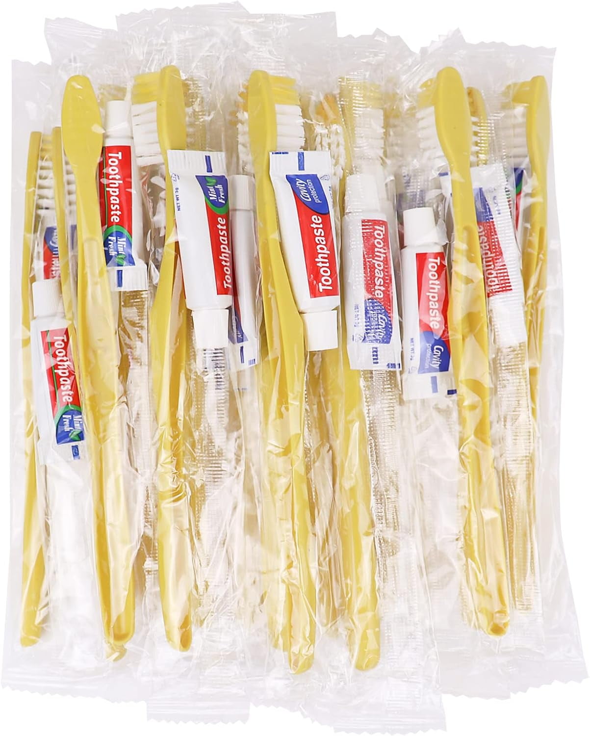 500 Pack Yellow Hollow Individually Wrapped Disposable Toothbrushes ...