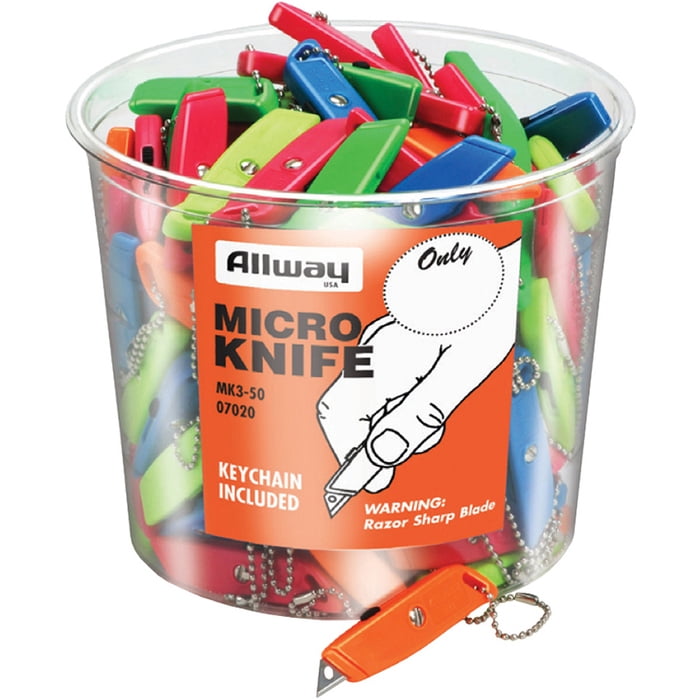 500-Pack of Neon Allway MK3-50 K-Series Keychain Lexan Micro Knife, 50 ...