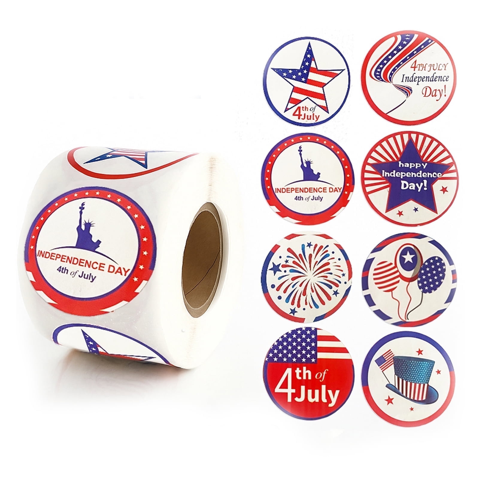 ALFEUND 500 Patriotic Stickers Roll – 1.5 Inch Round 4th of July Labels ...