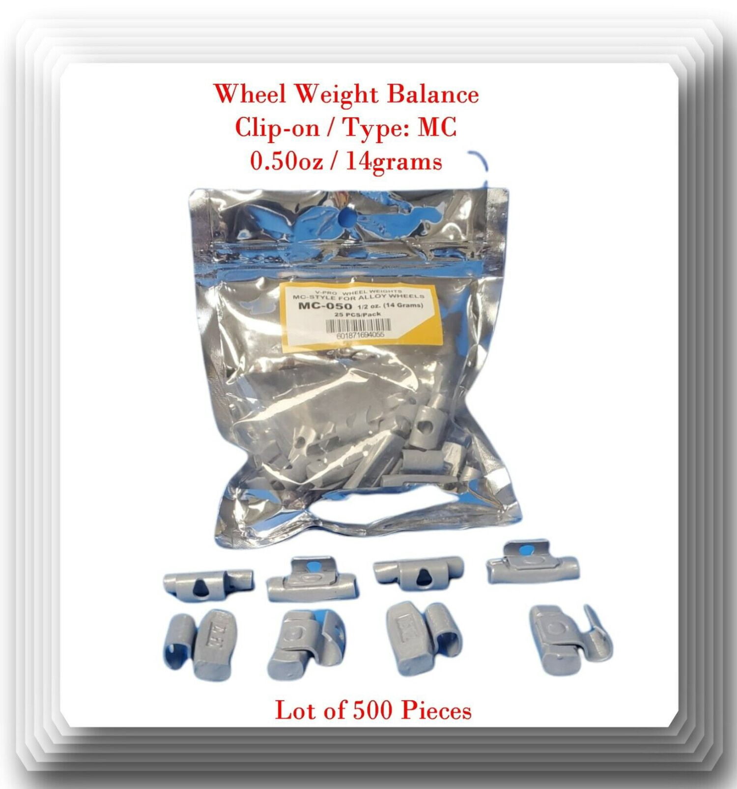 500 Pc CLIP-ON Wheel Weight Balance MC Type 0.50oz 1/2oz For All Type ...