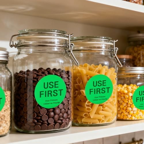 500 Pcs 1.5 Inch Use First Stickers Food Service Roll, Tekola Green ...