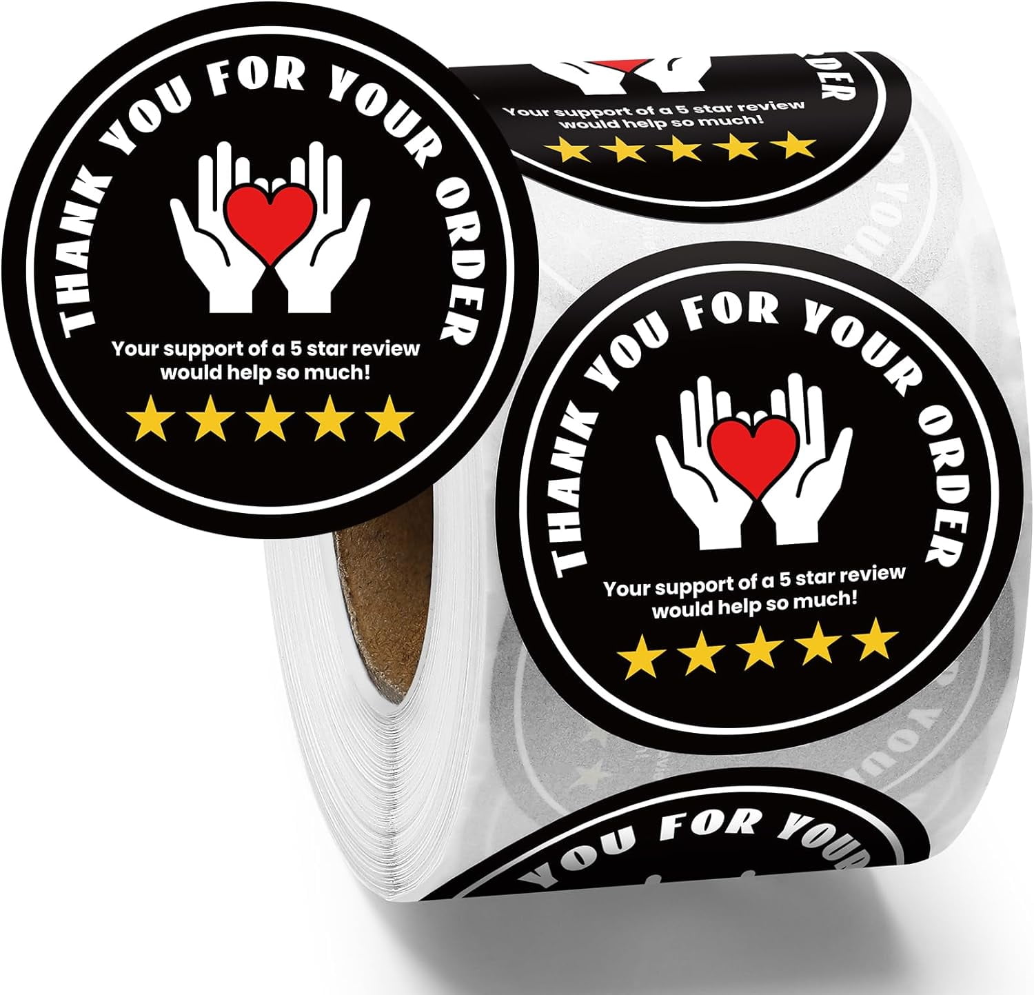 500 Pcs 2 Inch Thank You for Your Order Stickers 5 Star Review Delivery ...