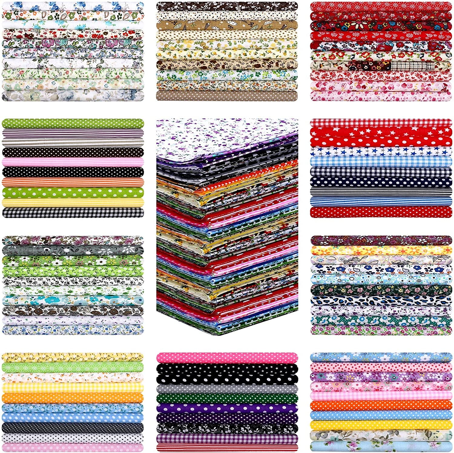 500 Pcs 4 x 4 Inch Cotton Fabric Squares Pre Cut Patchwork Quilting ...