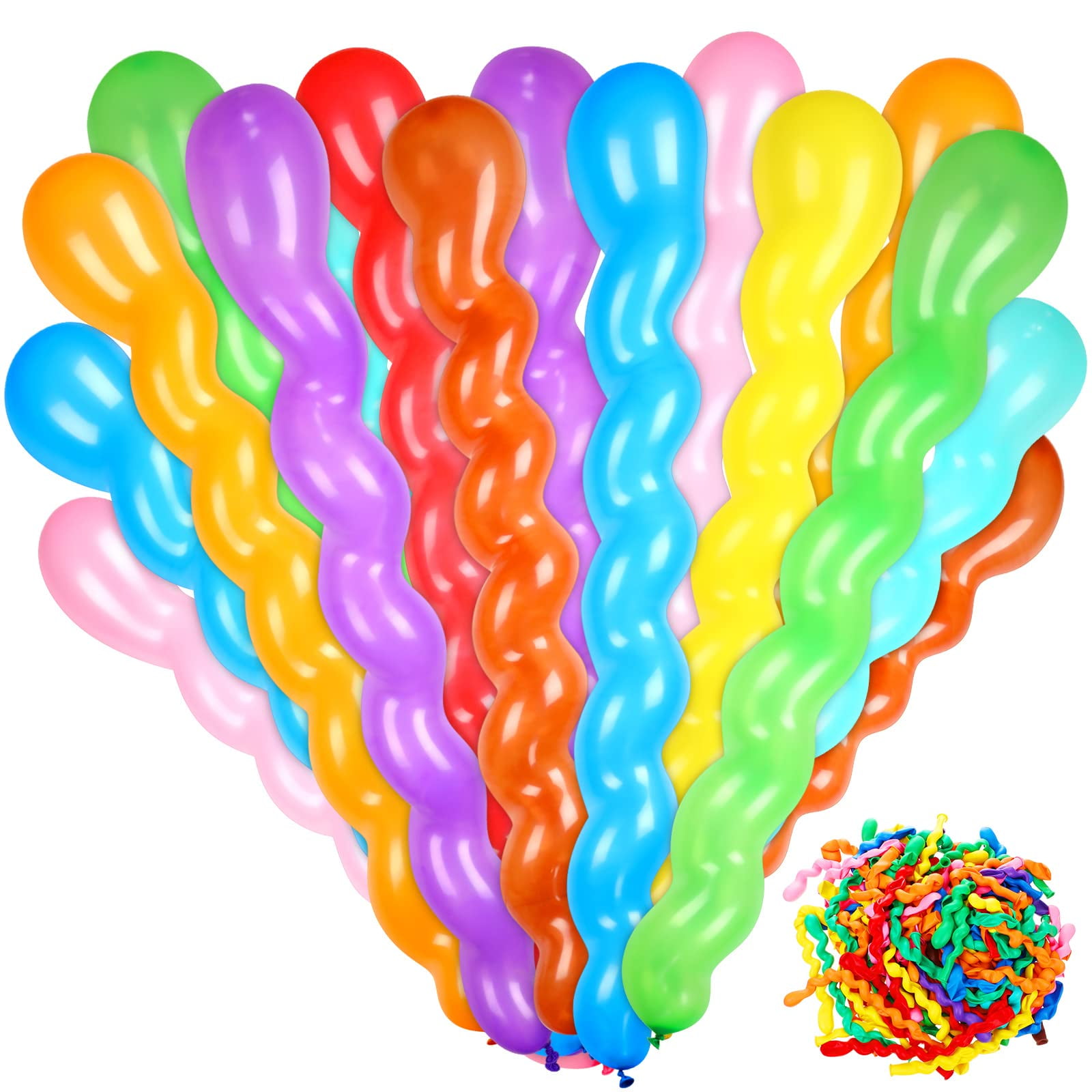 500 Pcs 40 Inches KEF16 Latex Spiral Balloons - 9 Assorted Colors for ...
