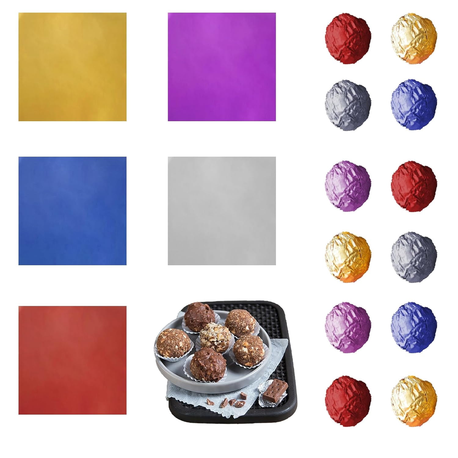 500 Pcs 5 Colors Chocolate Wrappers Aluminium Foil Paper Wrapping ...